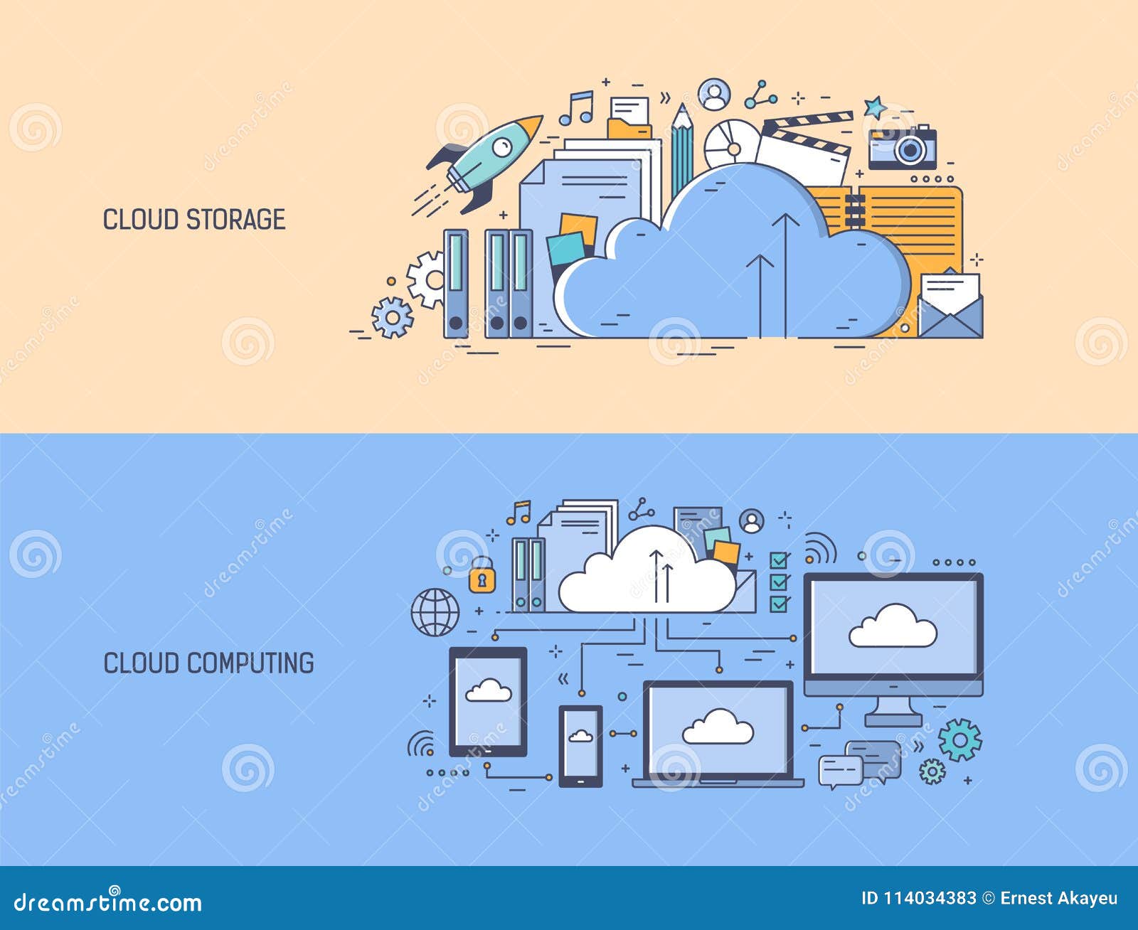 Collection of Horizontal Banner Templates with Networked Electronic ...