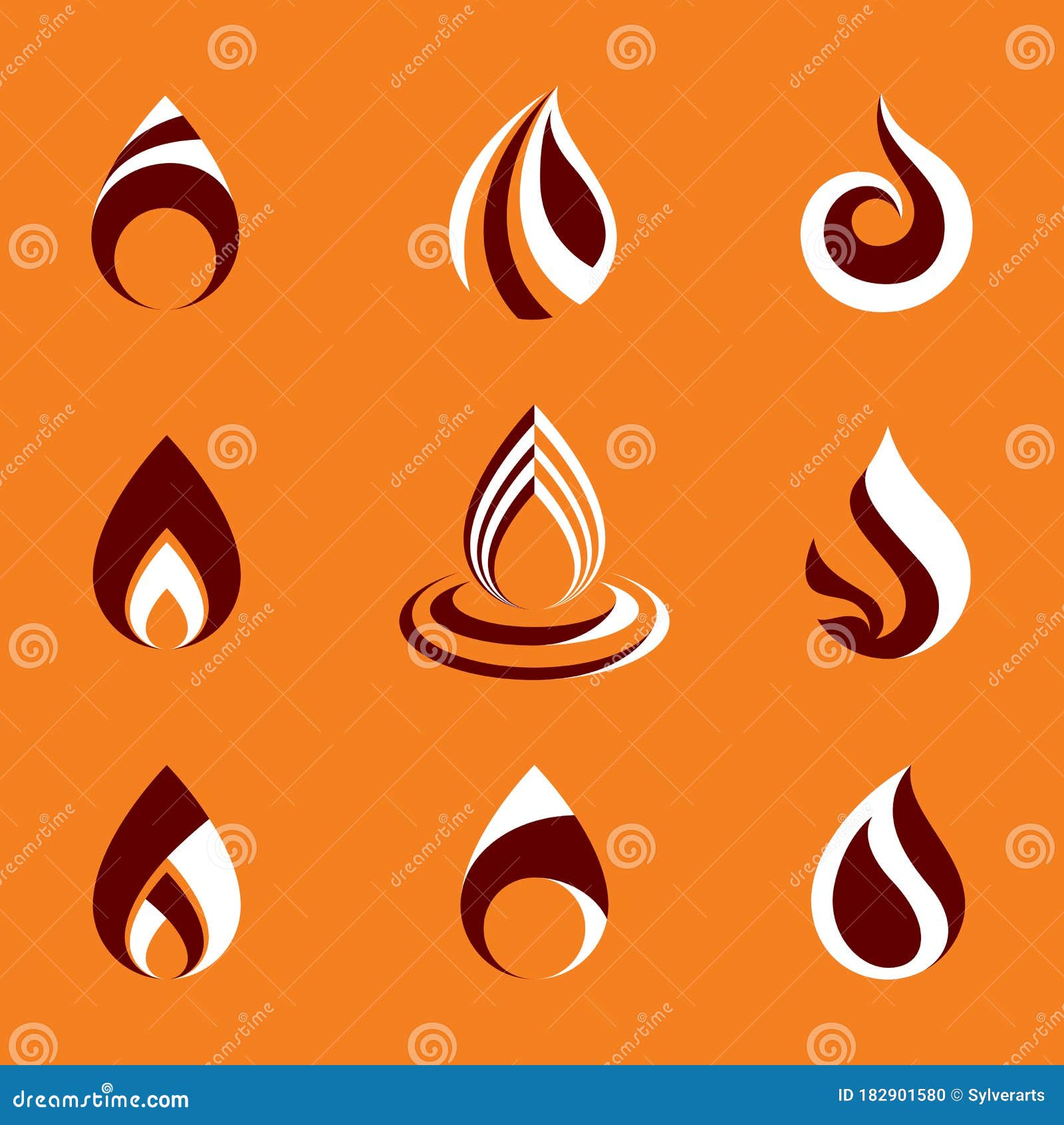 Collection of Hot Orange Fire Vector Illustrations, Stock Vector ...