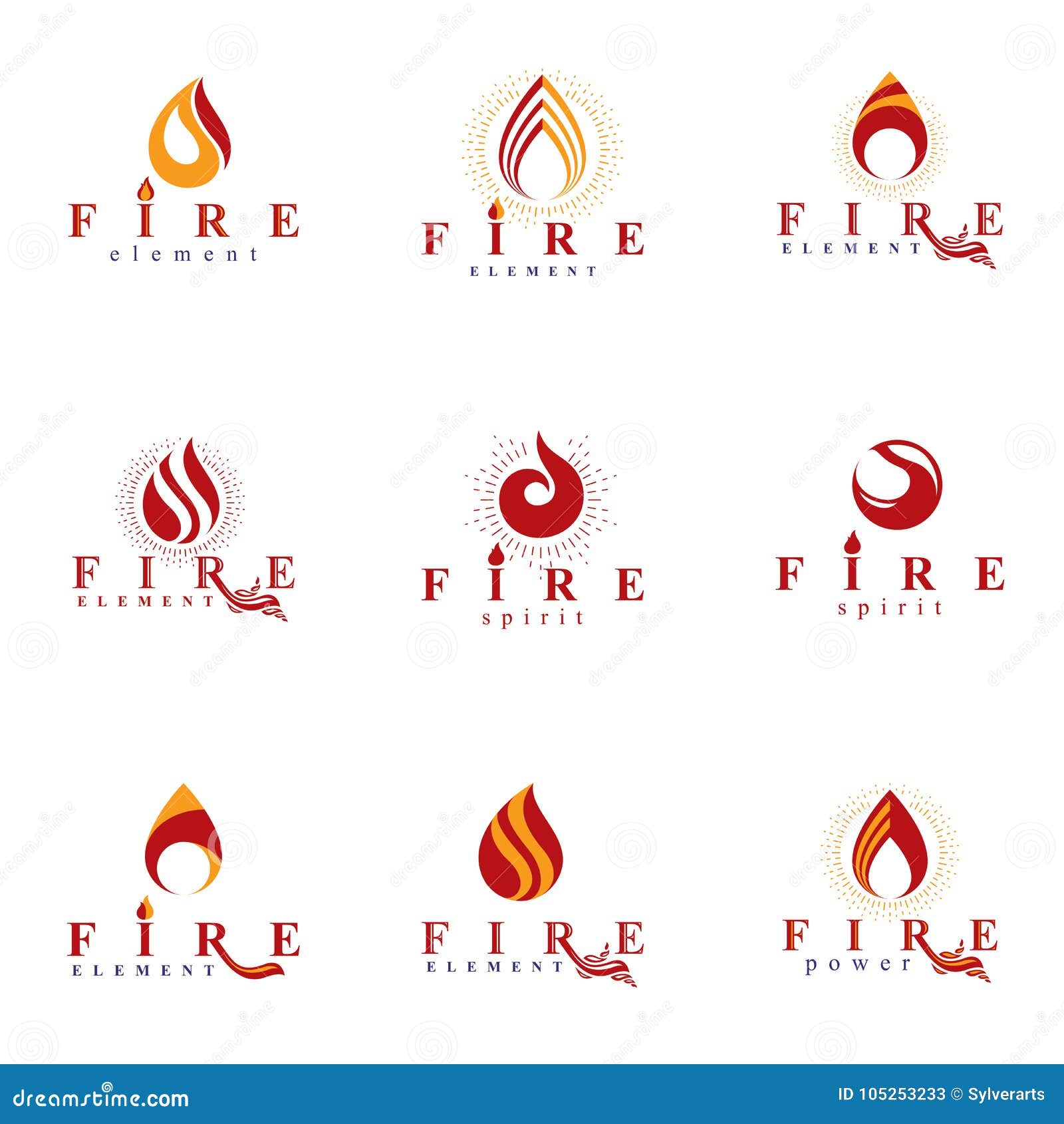 Collection of Hot Orange Fire Vector Logotypes, Nature Element. Stock ...
