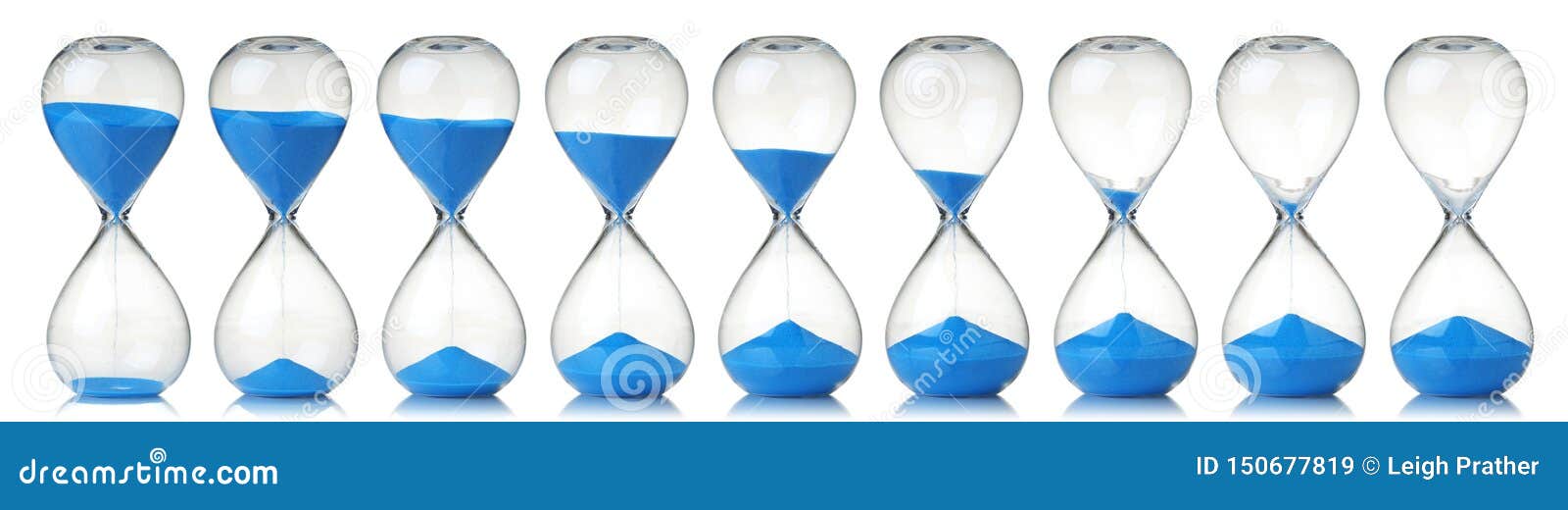 Collection of Hourglasses with Blue Sand Showing the Passage of Time ... Collection of Hourglasses with Blue Sand Showing the Passage of Time ...