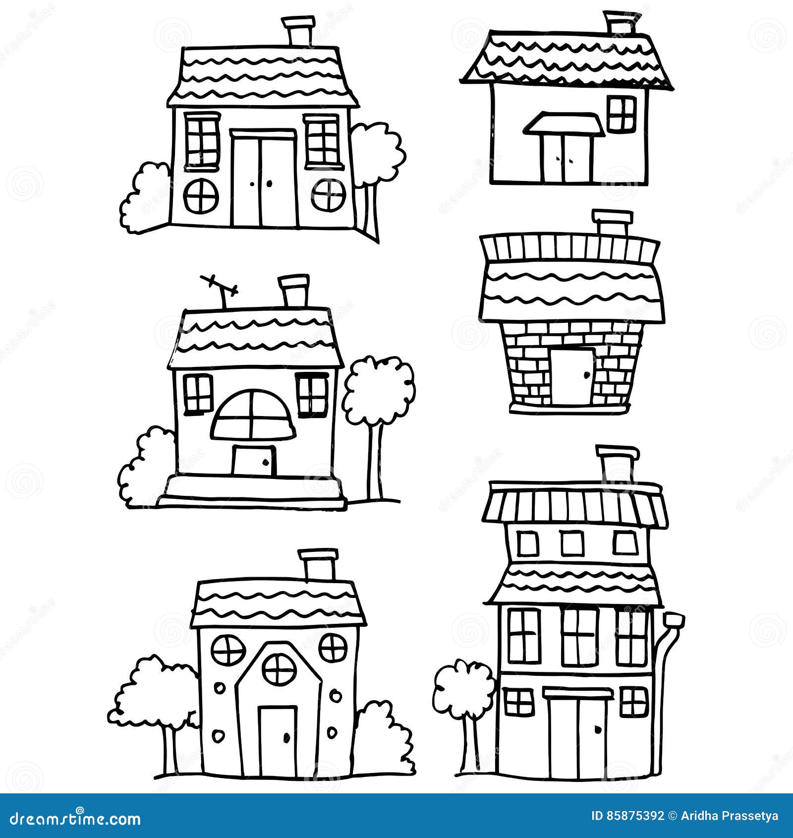 Collection of House Set Hand Draw Stock Vector - Illustration of house ...