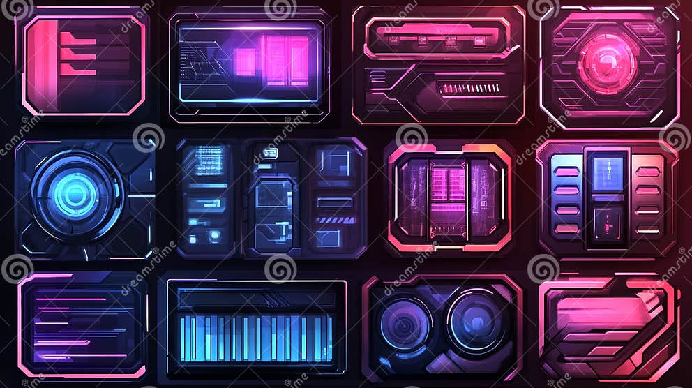 This Collection of HUD Frames Includes Futuristic Modern User Interface ...