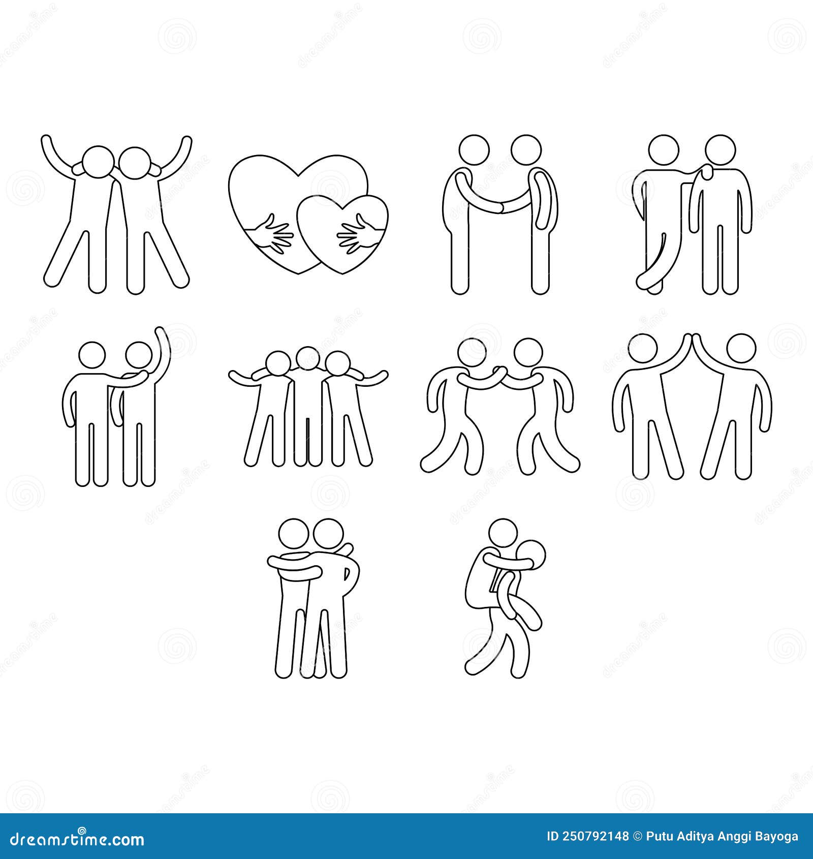 Hug icon set stock vector. Illustration of icon, collection - 250792148