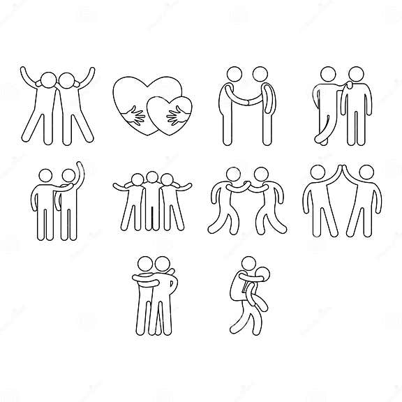 Hug icon set stock vector. Illustration of icon, collection - 250792148