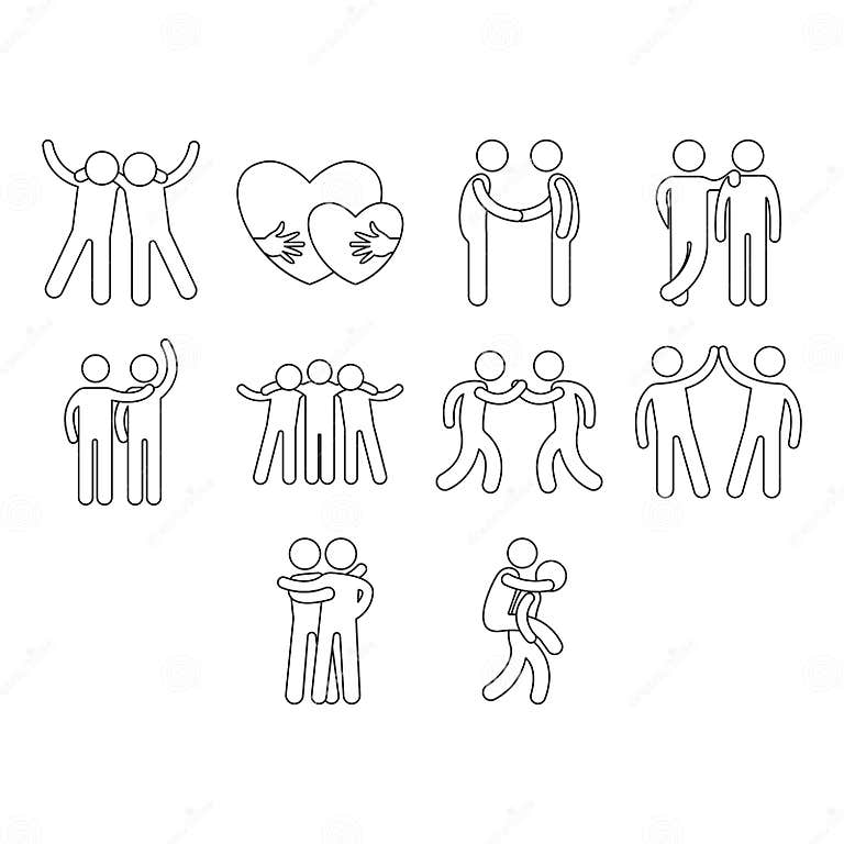 Hug icon set stock vector. Illustration of icon, collection - 250792148
