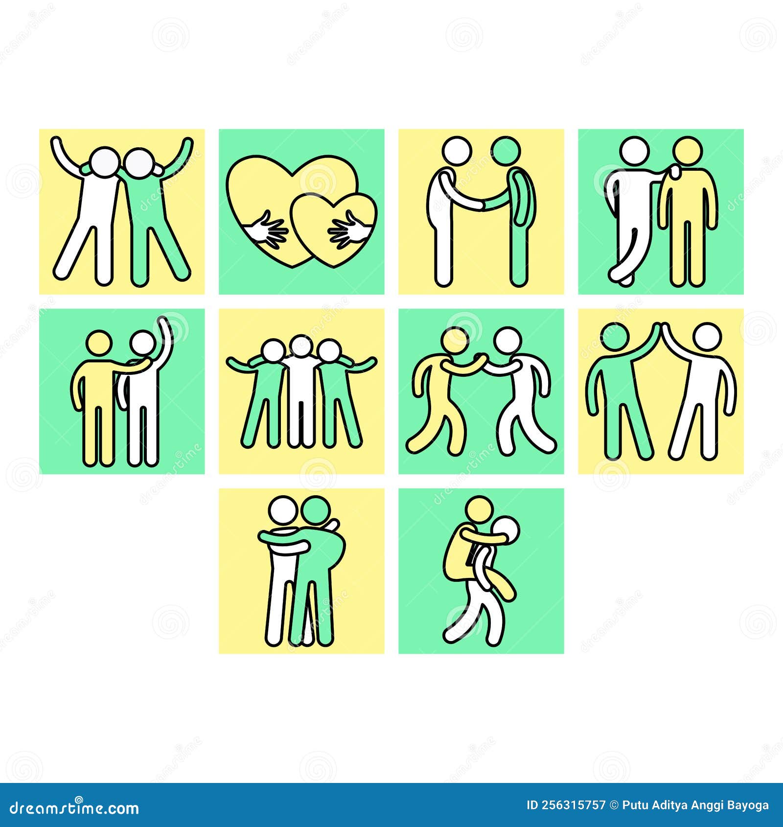 Hug icon set stock vector. Illustration of simple, stickman - 256315757