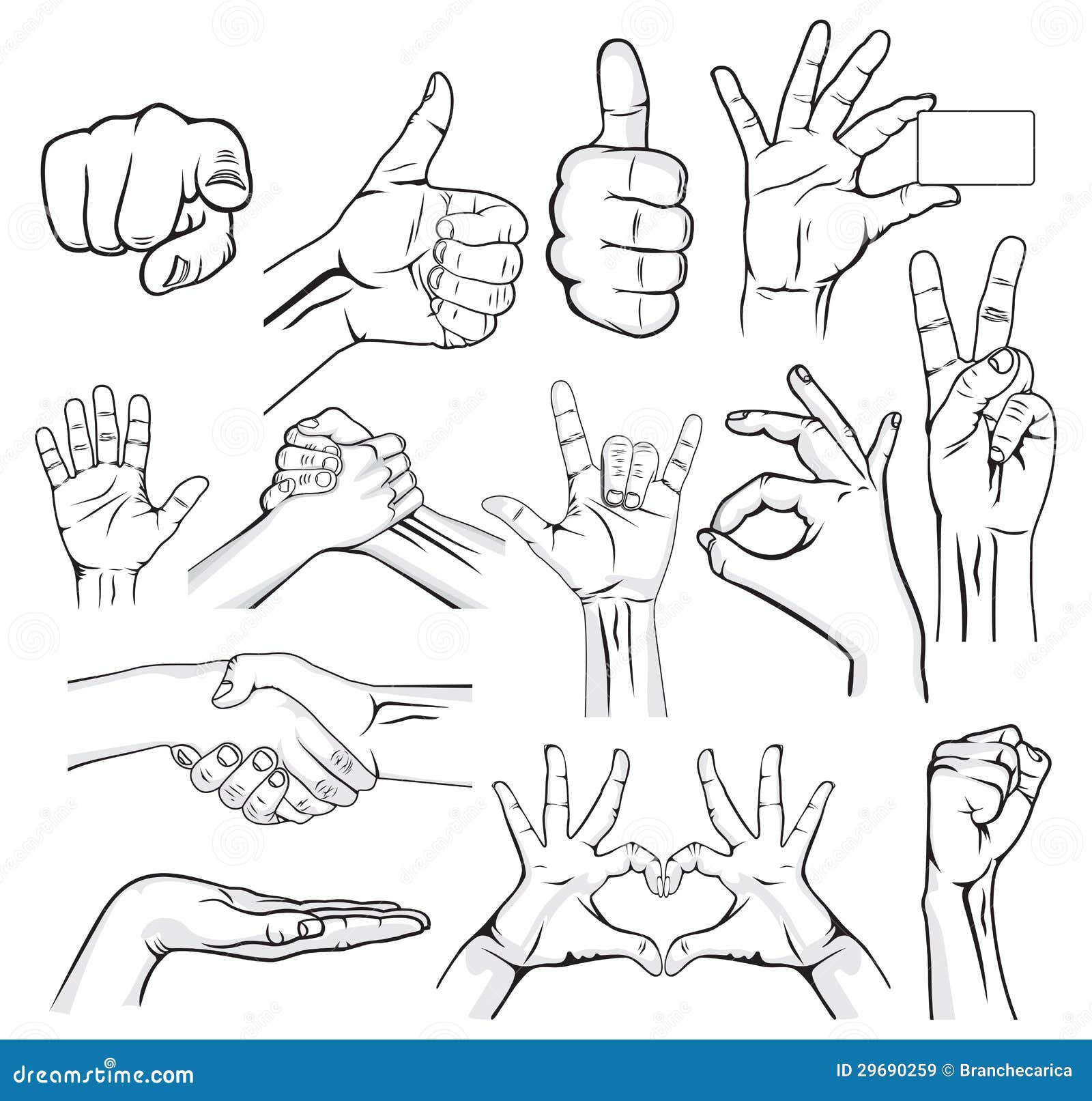 Collection Humaine De Signe De Main Illustration de Vecteur ...