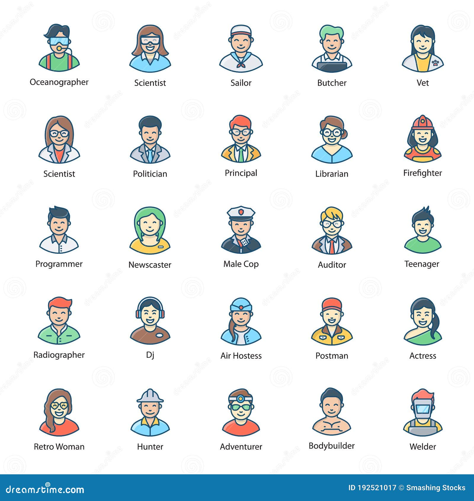 Collection of Human Avatars in Flat Style Stock Vector - Illustration ...
