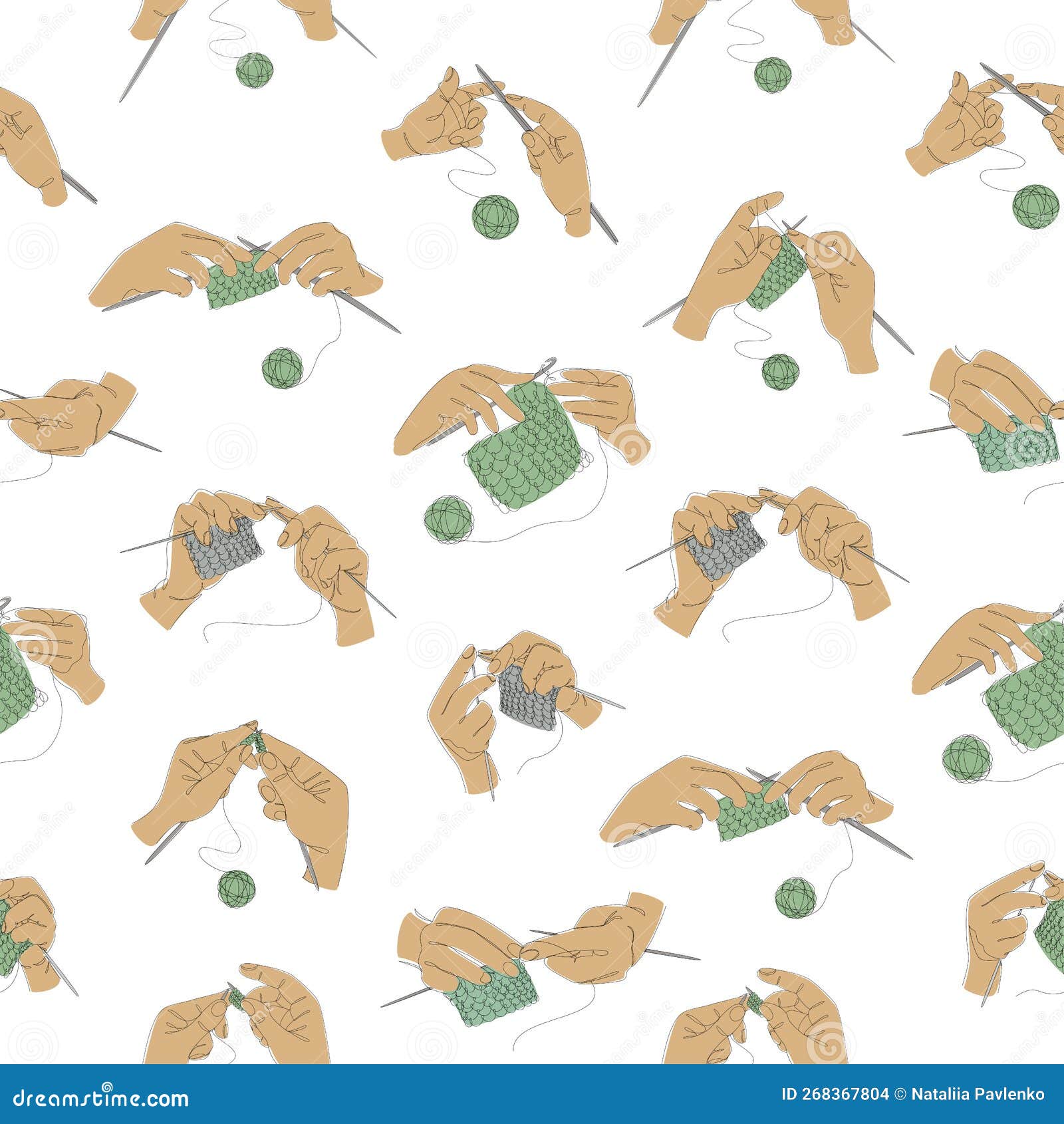 Collection. Human Hands Knit Knitting Needles and Threads. Seamless ...