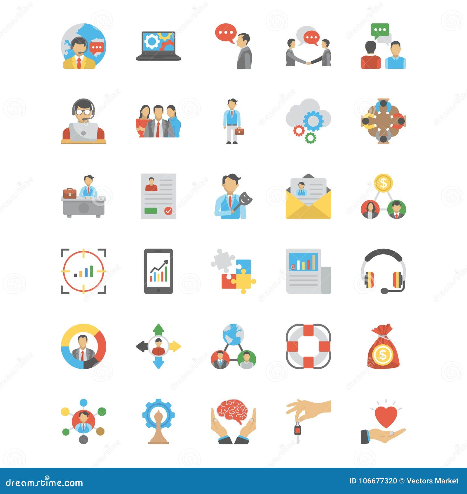 Collection of Human Resource Flat Icon Stock Illustration ...