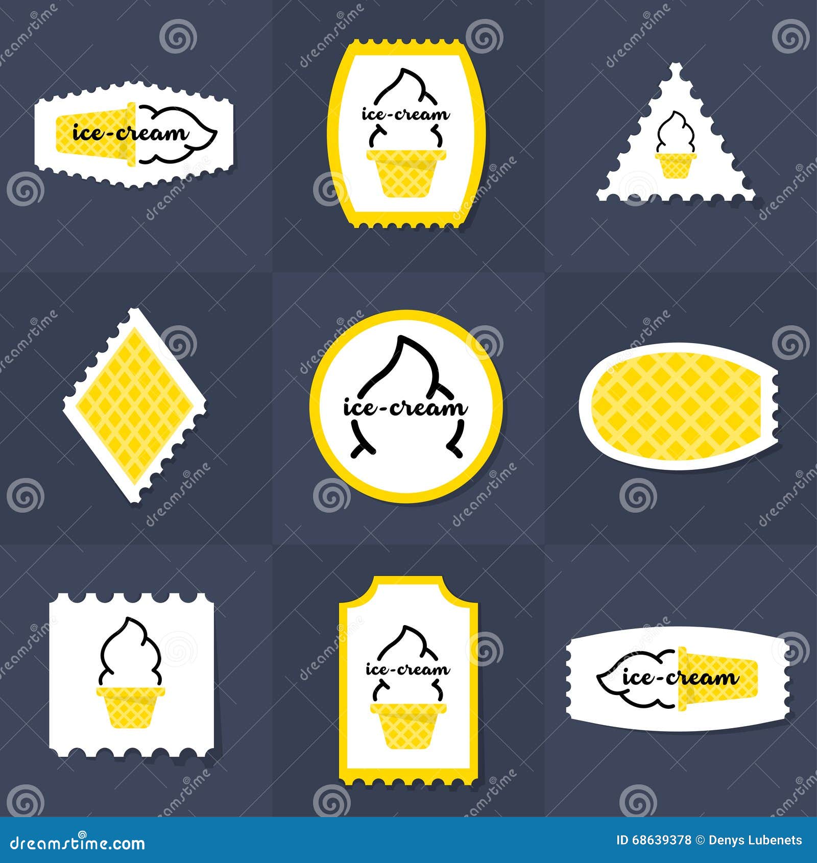 Collection of Ice-cream Postage Stamp Stock Vector - Illustration of ...