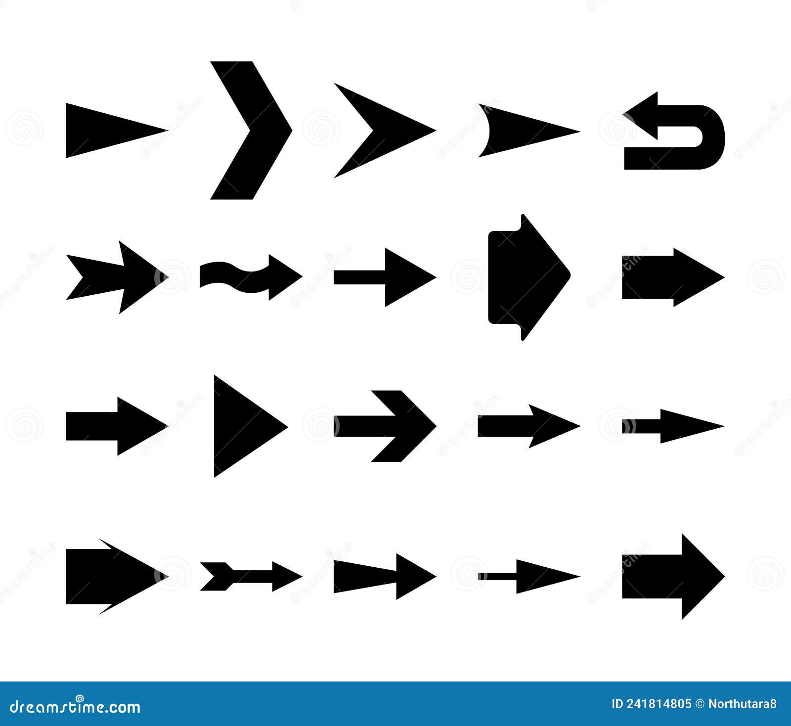 Collection Set of Different Arrows Sign Black Vector Stock Vector ...