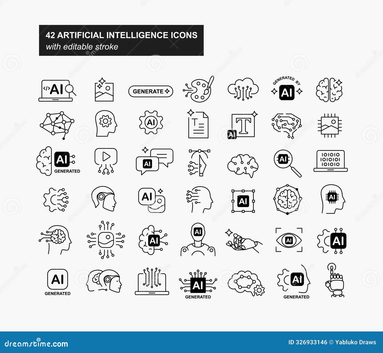 A Collection of Icons with Artificial Intelligence. AI Chat Bot. AI ...