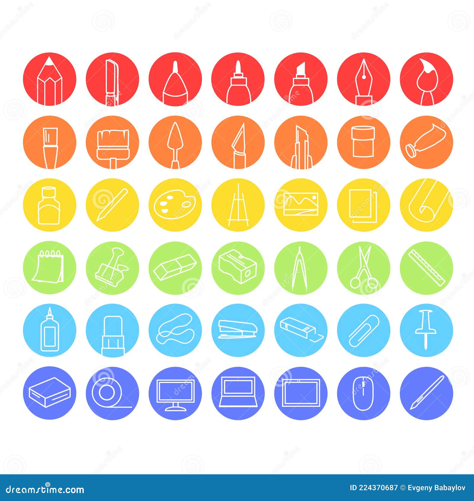 Collection of Icons Creativity for Drawing - Vector Stock Vector ...