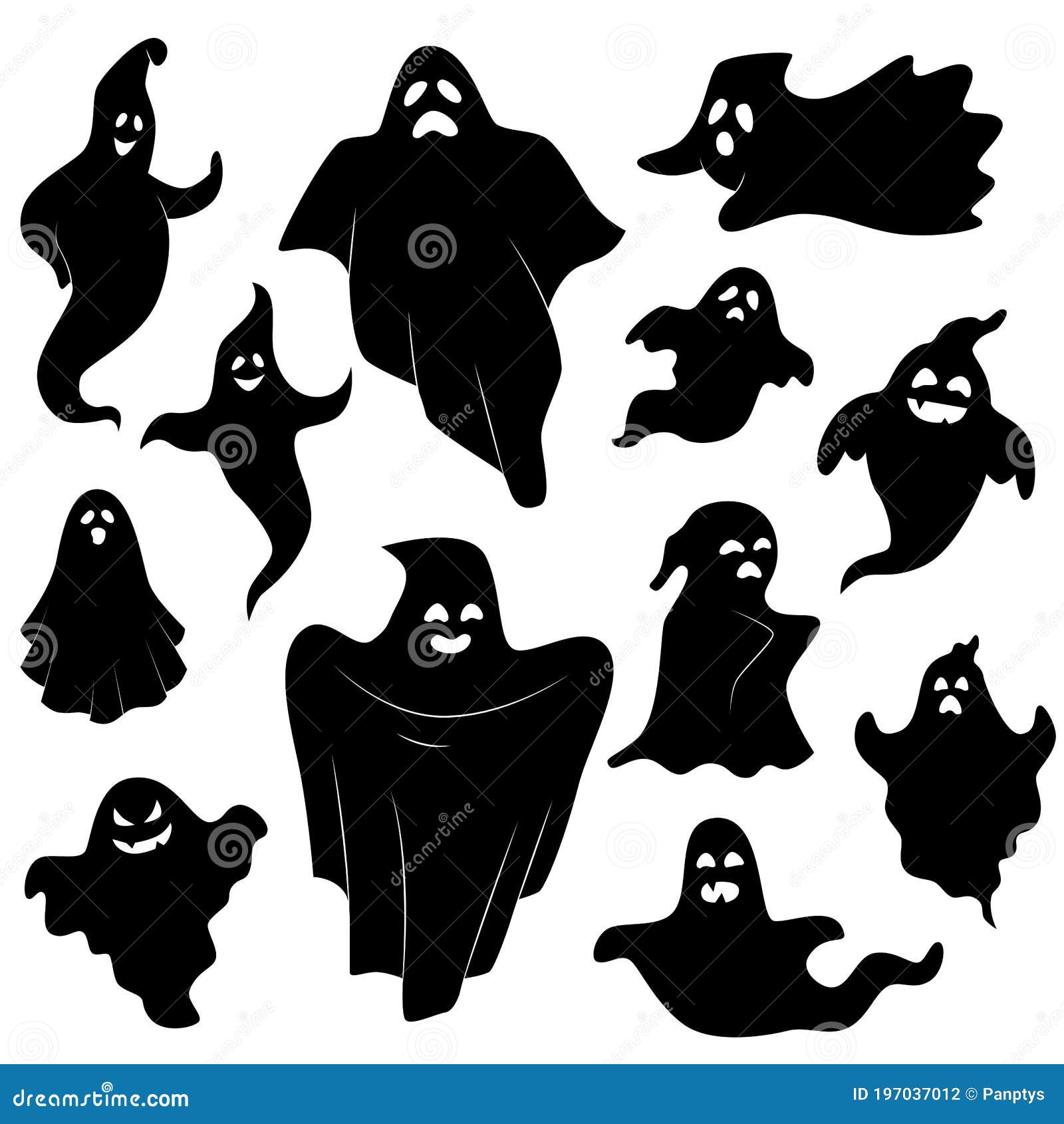 Collection of Icons for Halloween - Ghosts in Different Shapes. Vector ...