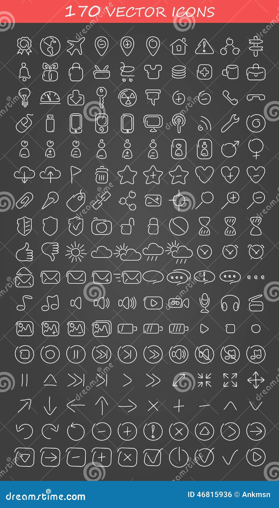 Collection of Icons Hand-drawn Effect Stock Vector - Illustration of ...
