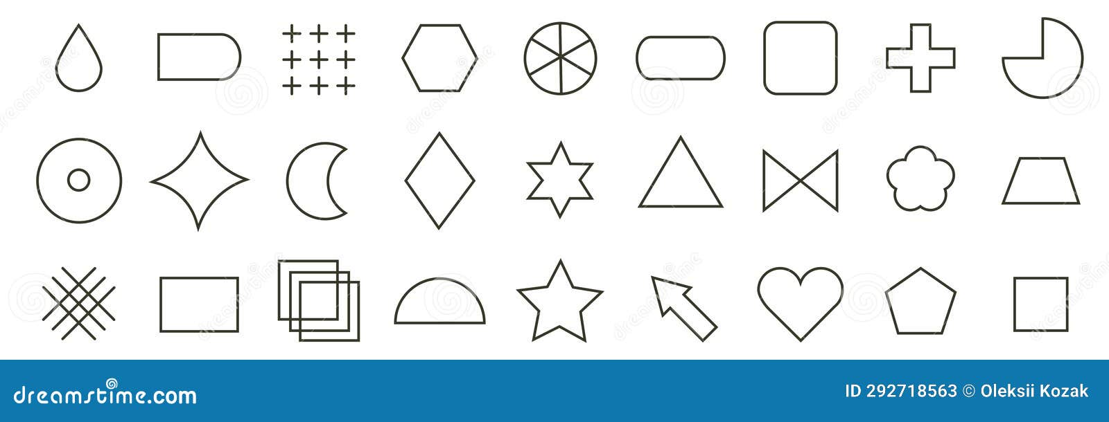 Collection of Icons of Simple Geometric Shapes. Thin Line Geometric ...