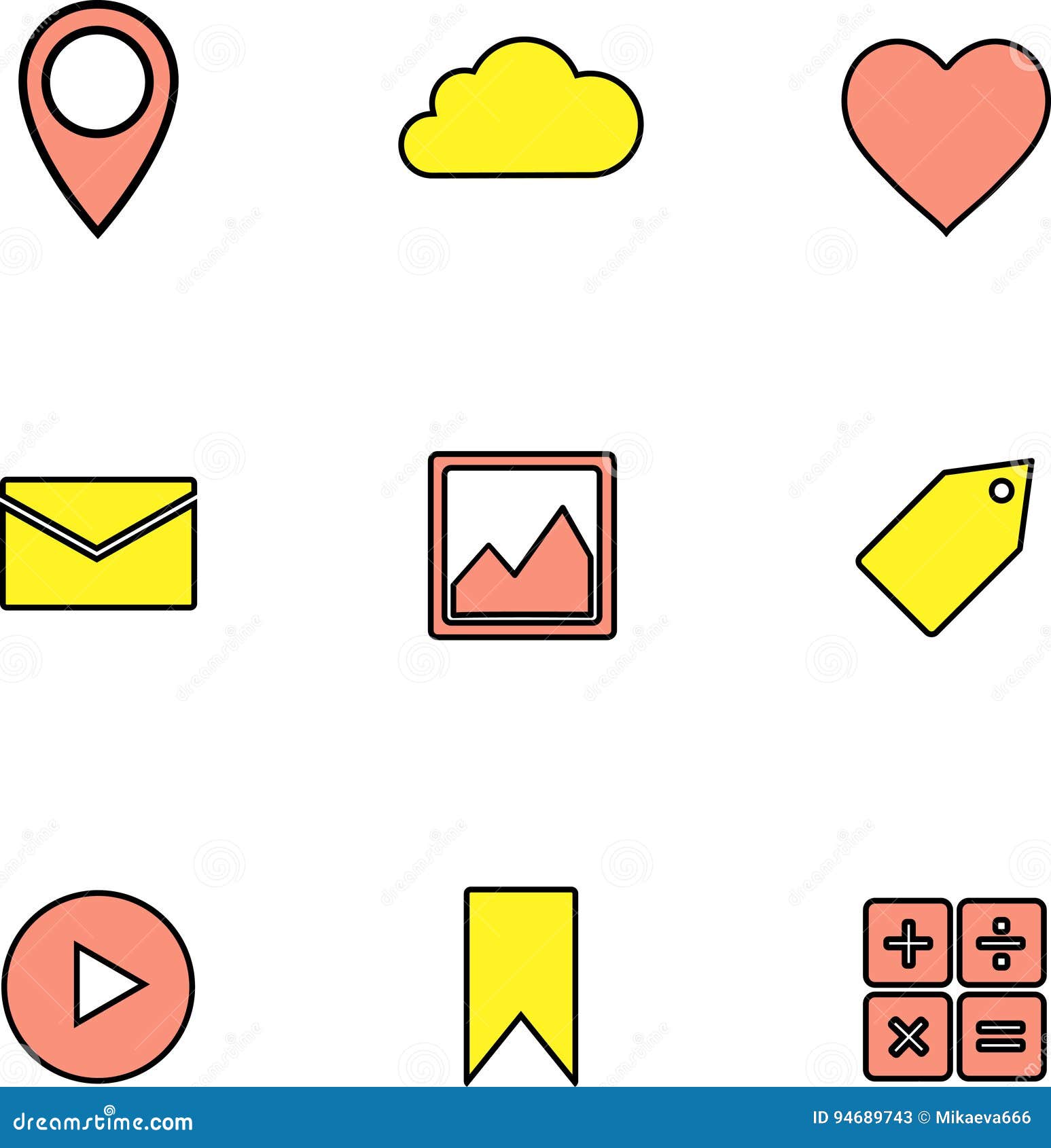 A Collection of Icons in a Stylish Color Solution. Isolated. Stock ...