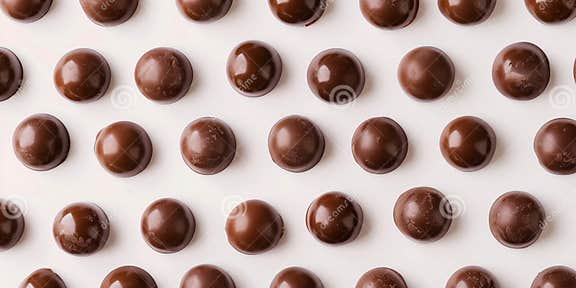A Collection of Identical Round Chocolate Truffles Arranged in a Grid ...