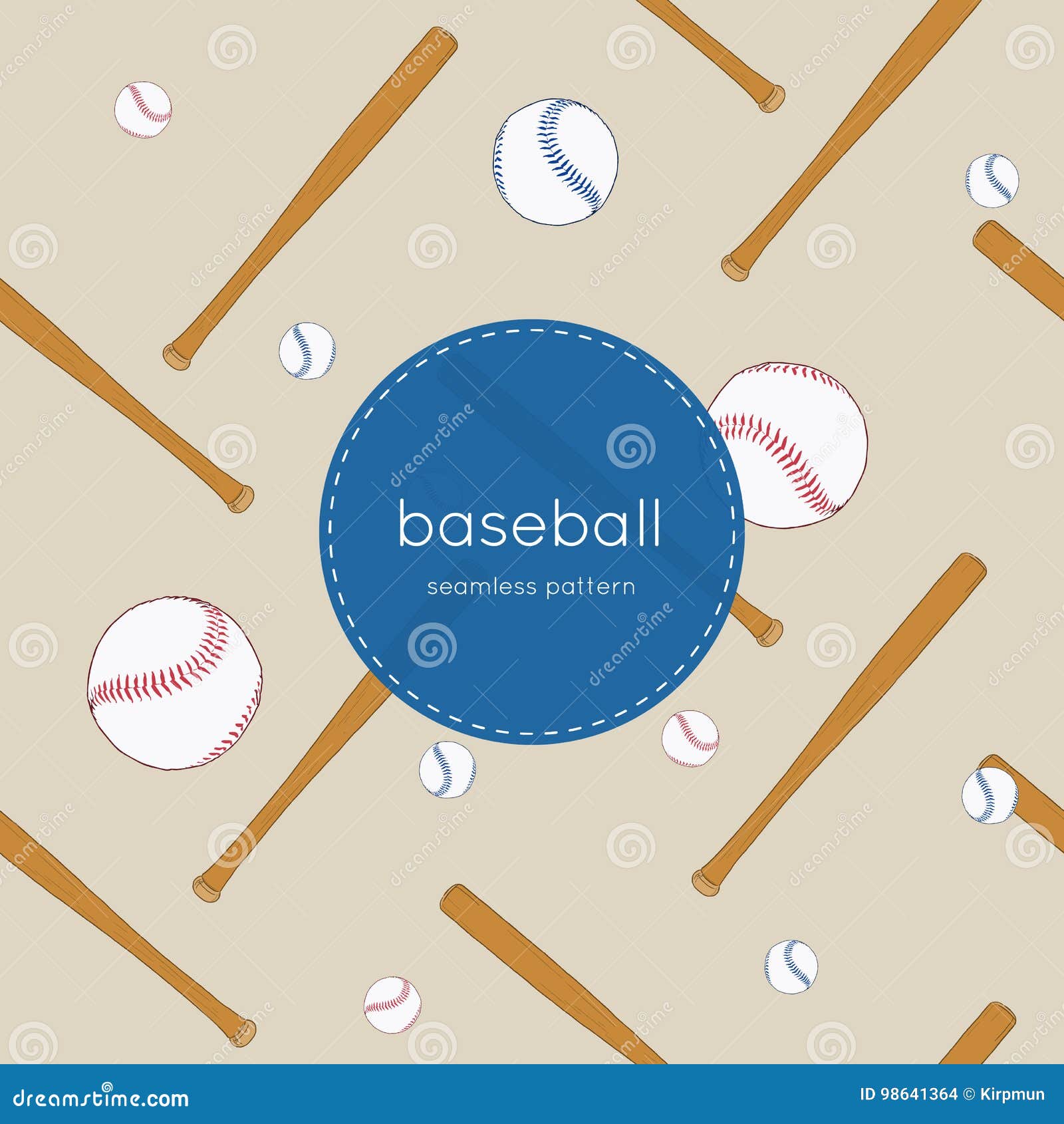 A Collection of Illustrated Baseball Elements Seamless Pattern. Stock ...