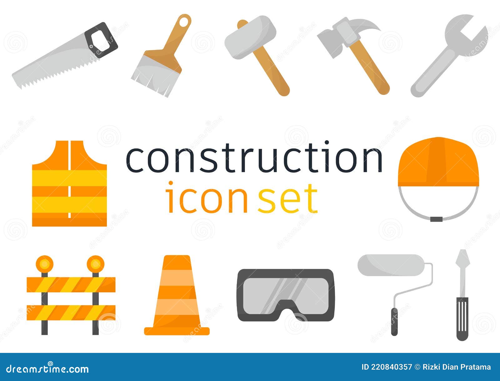 Collection of Illustration Tools with Construction Theme Stock Vector ...