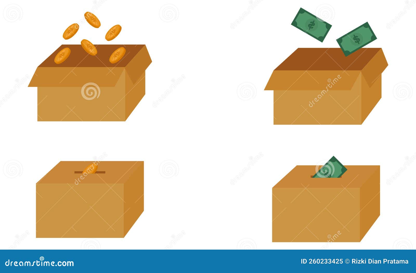 A Collection of Illustrations of Charity Boxes Stock Vector ...