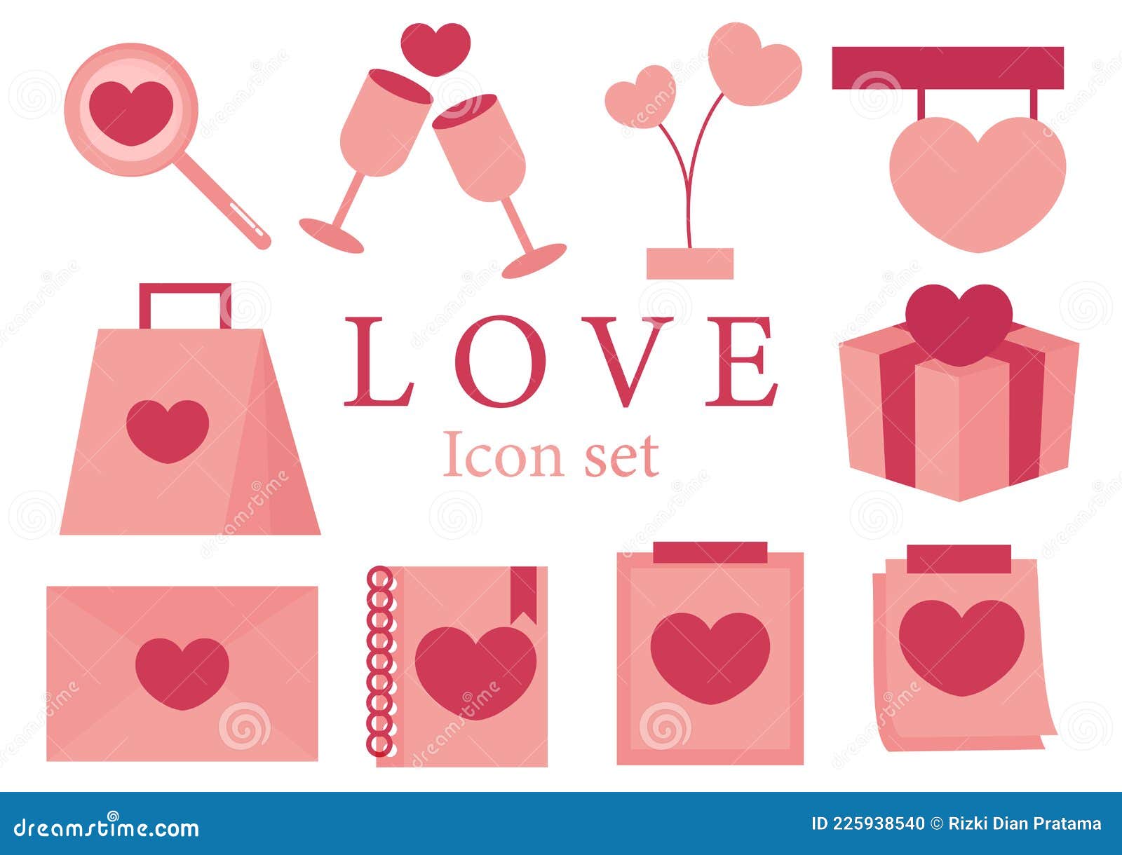 Collection of Illustrations of Heart Shaped Objects Stock Vector ...