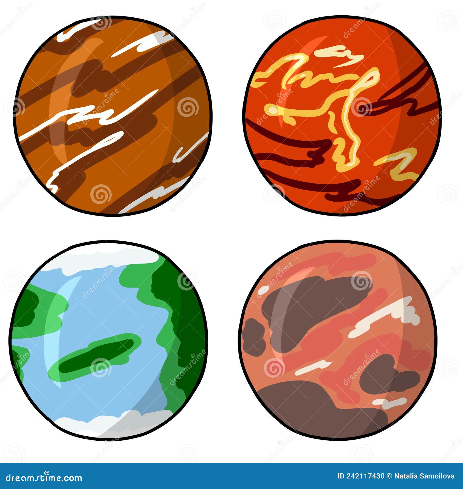 Collection of Images of the Planets of the Solar System, the First Four ...