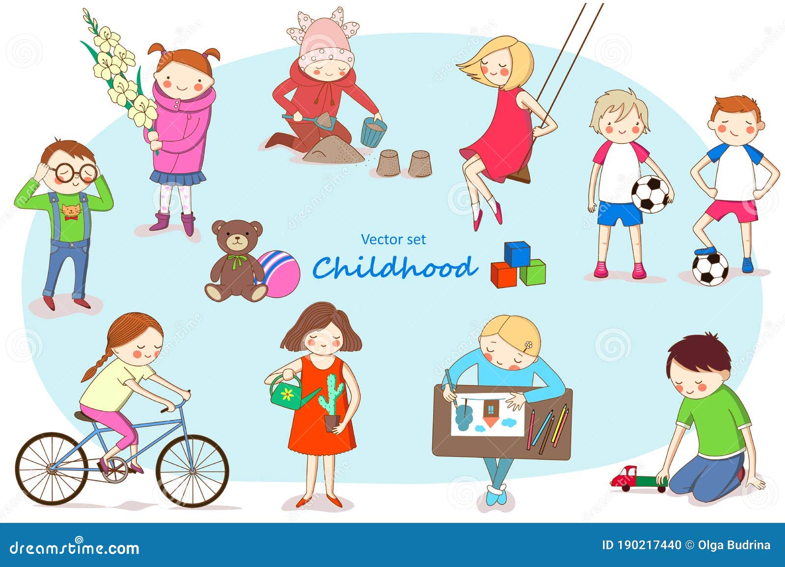 Collection of Images on the Theme of Childhood Stock Illustration ...