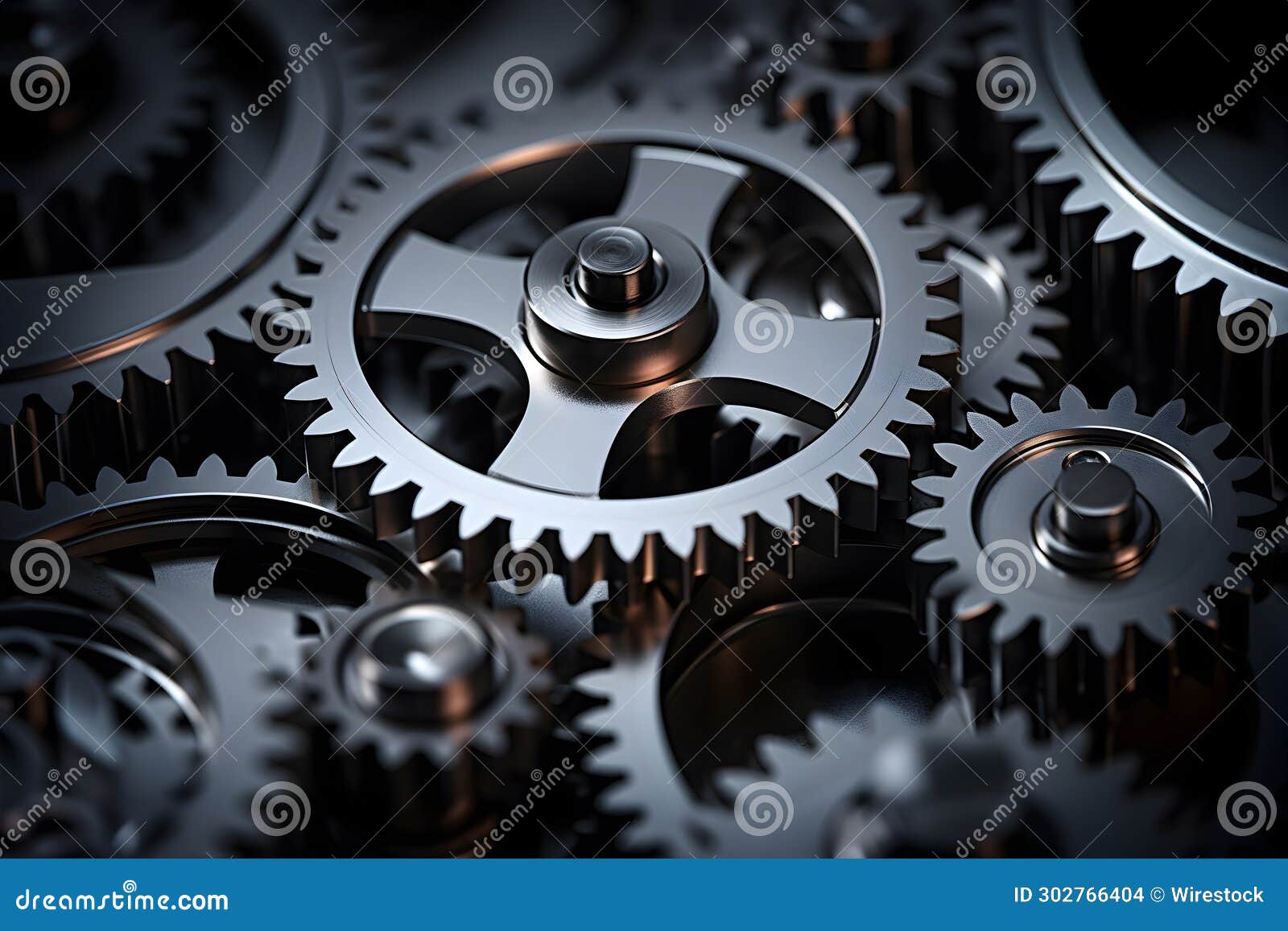 Collection of Industrial Silver Gears, AI-generated. Stock Illustration ...