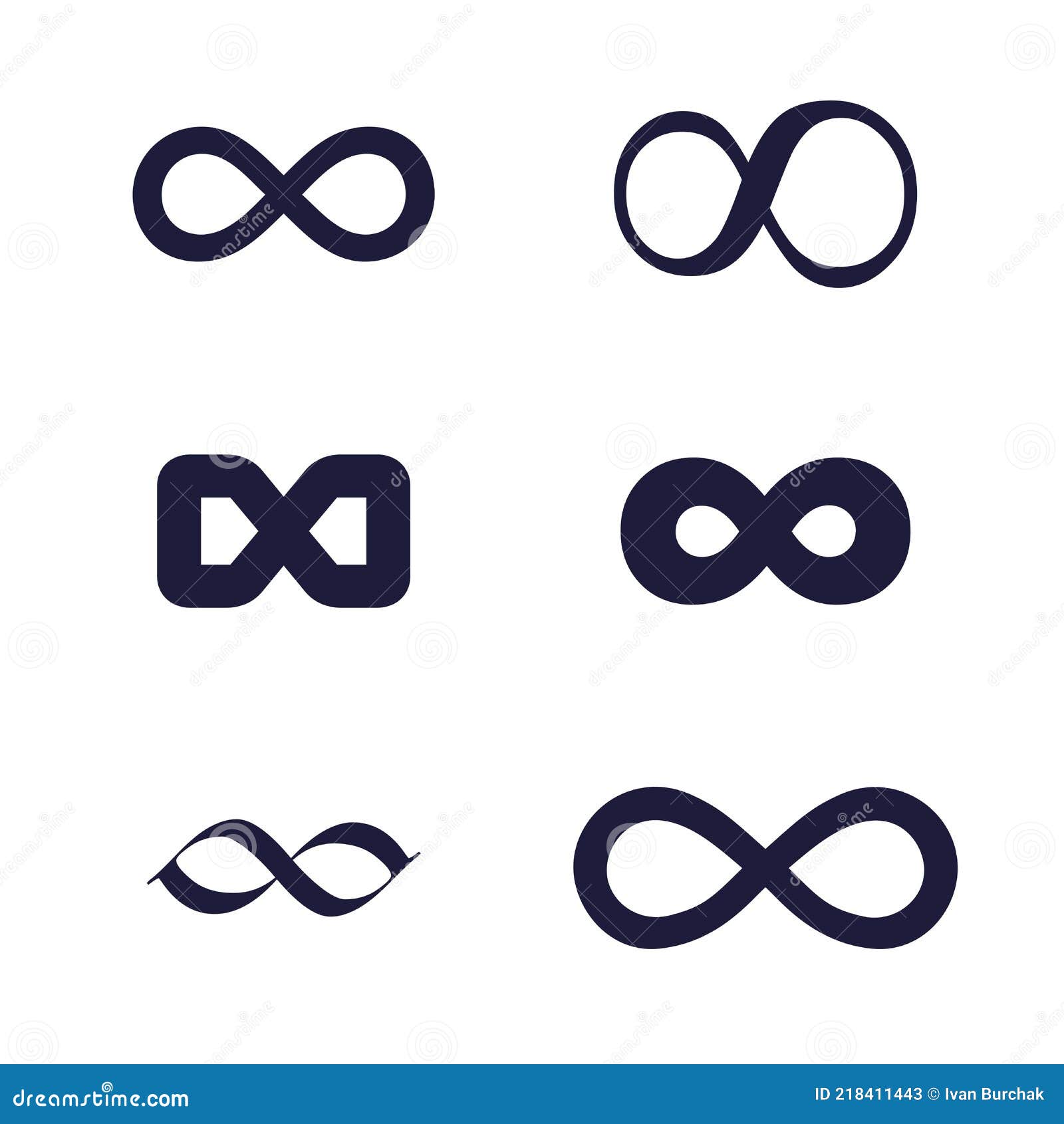 Collection of Infinity Signs of Different Shapes and Styles. Flat Style ...