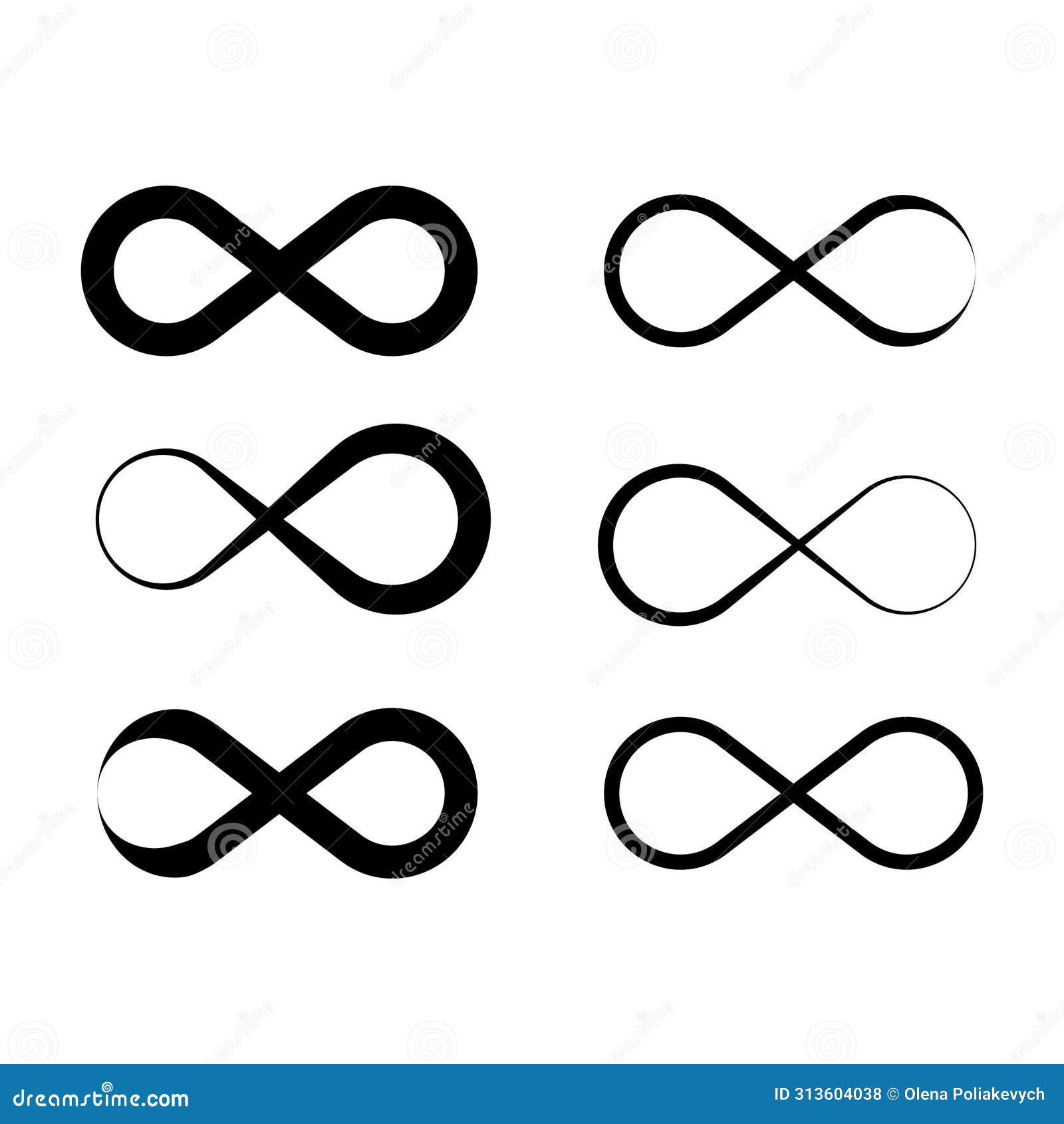 Collection of Infinity Symbols in Various Styles. Continuous Loop ...