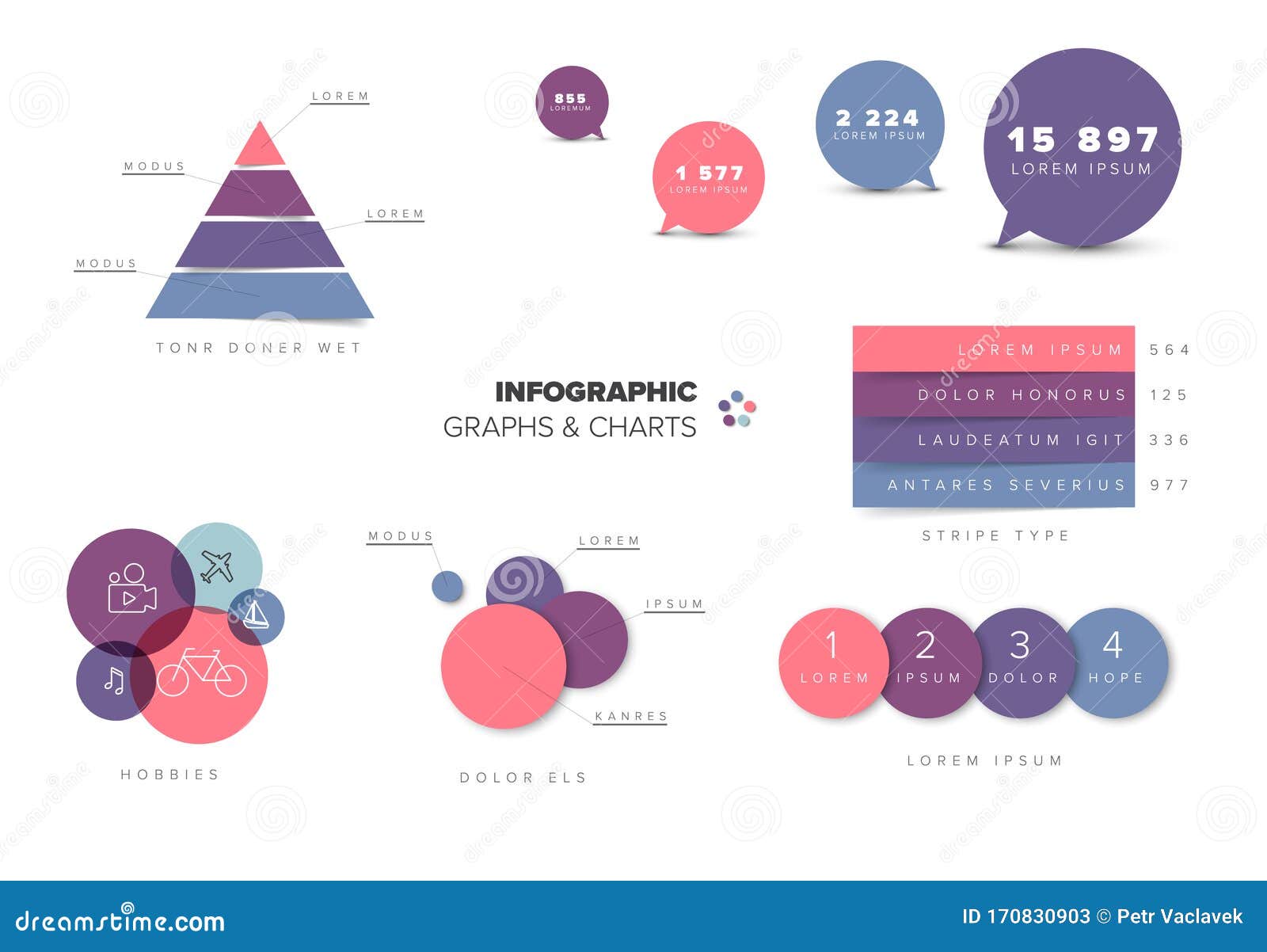 Collection of Infographic Charts Stock Vector - Illustration of graphic ...