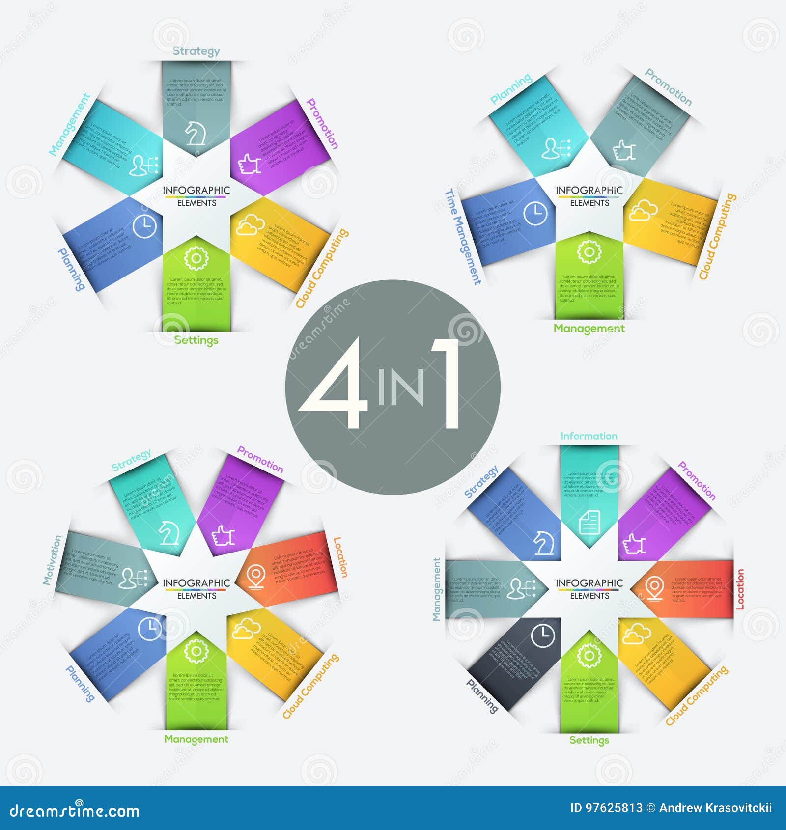 Collection of 4 Infographic Design Templates Stock Vector ...