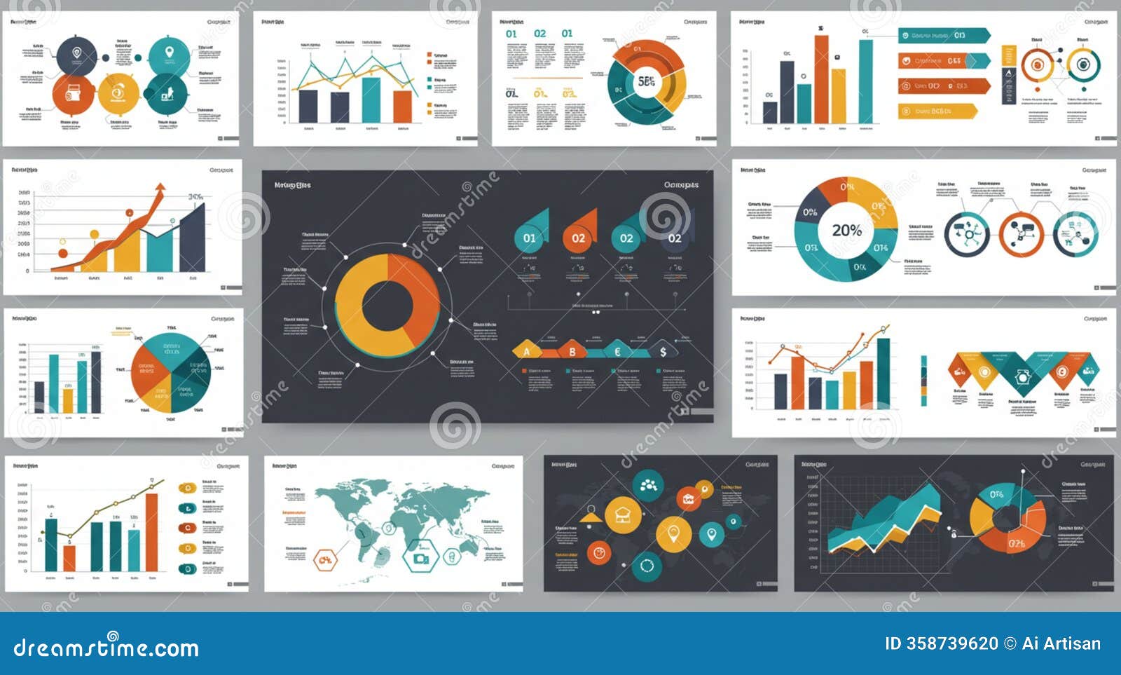 A Collection of Infographic Designs Showcasing Various Data ...