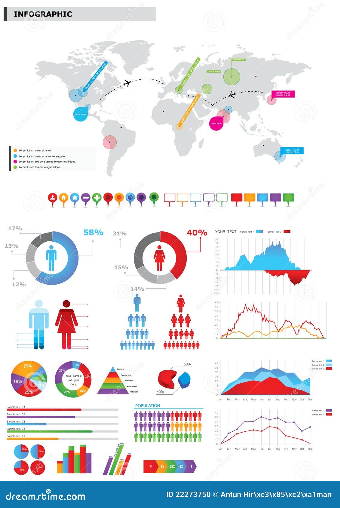 Collection Of Infographic Charts Vector Illustration | CartoonDealer ...