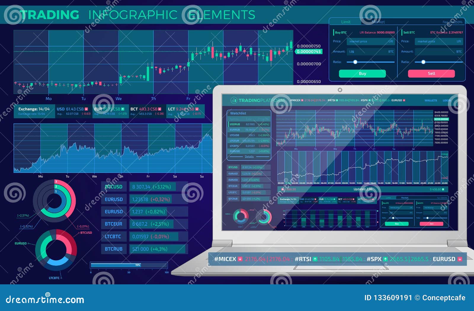 Trading Infographic Elements Stock Vector - Illustration of exchange ...