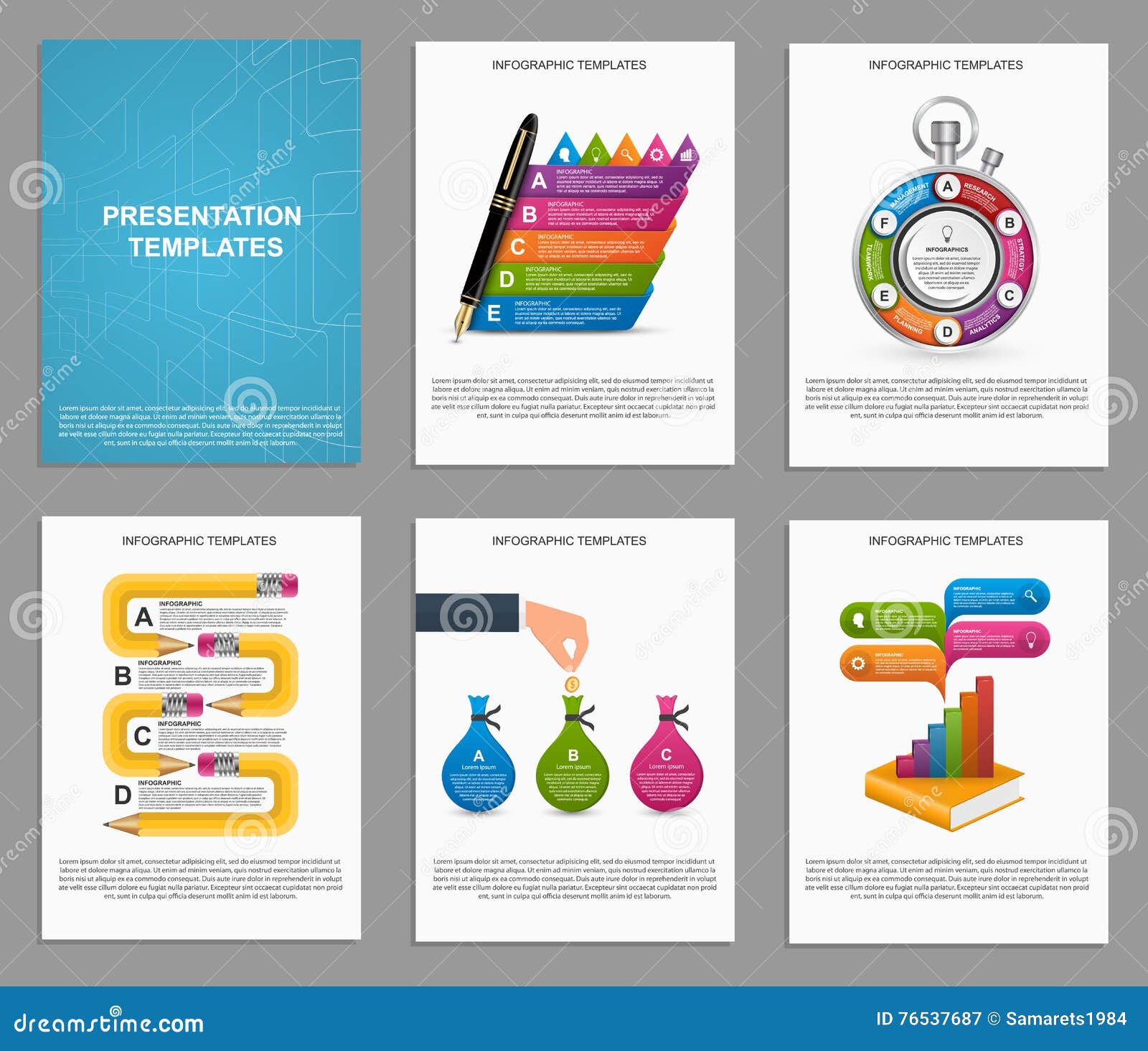 Collection Infographics for Business Brochures and Presentations. Stock ...