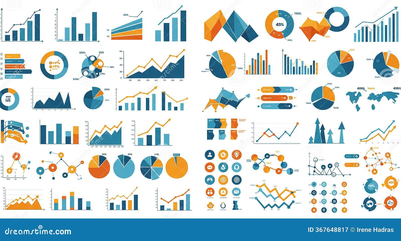 Collection Of Infographics And Data Visualizations Featuring Various Charts And Royalty-Free ...