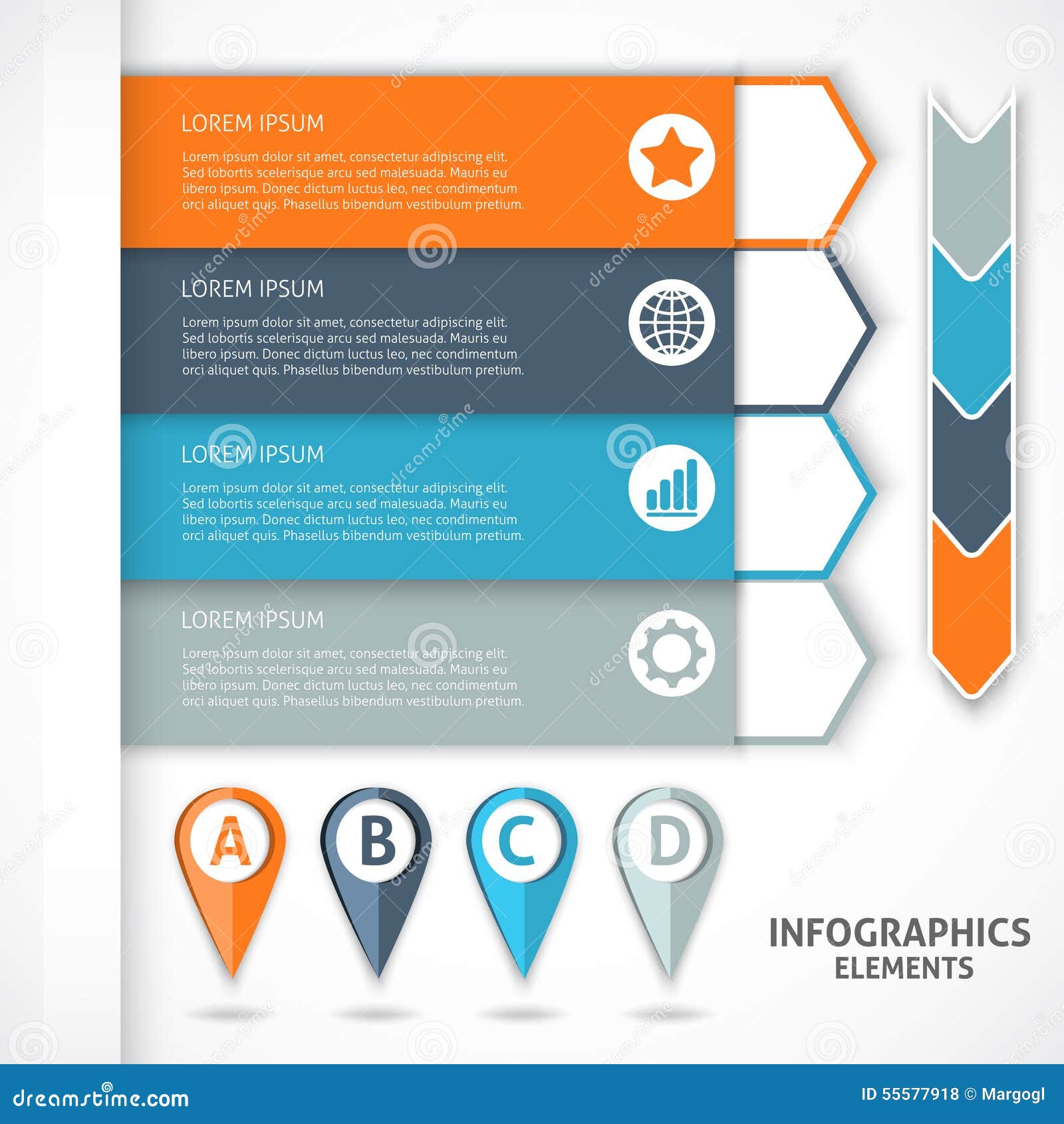 Collection Infographics Elements. Colorful Arrows Stock Vector - Illustration of layout, number ...