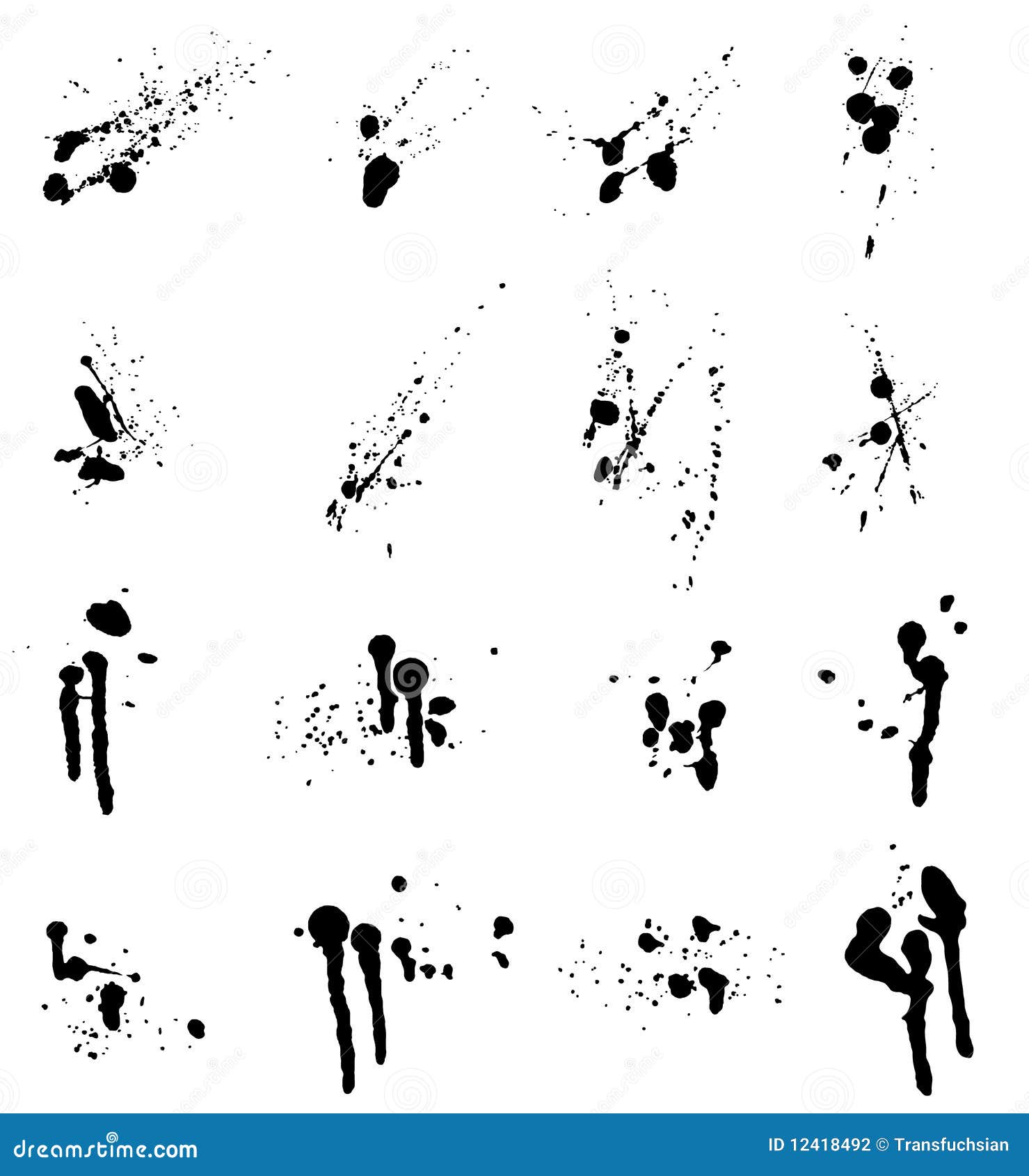 Collection of Ink or Paint Splatters Stock Vector - Illustration of ...