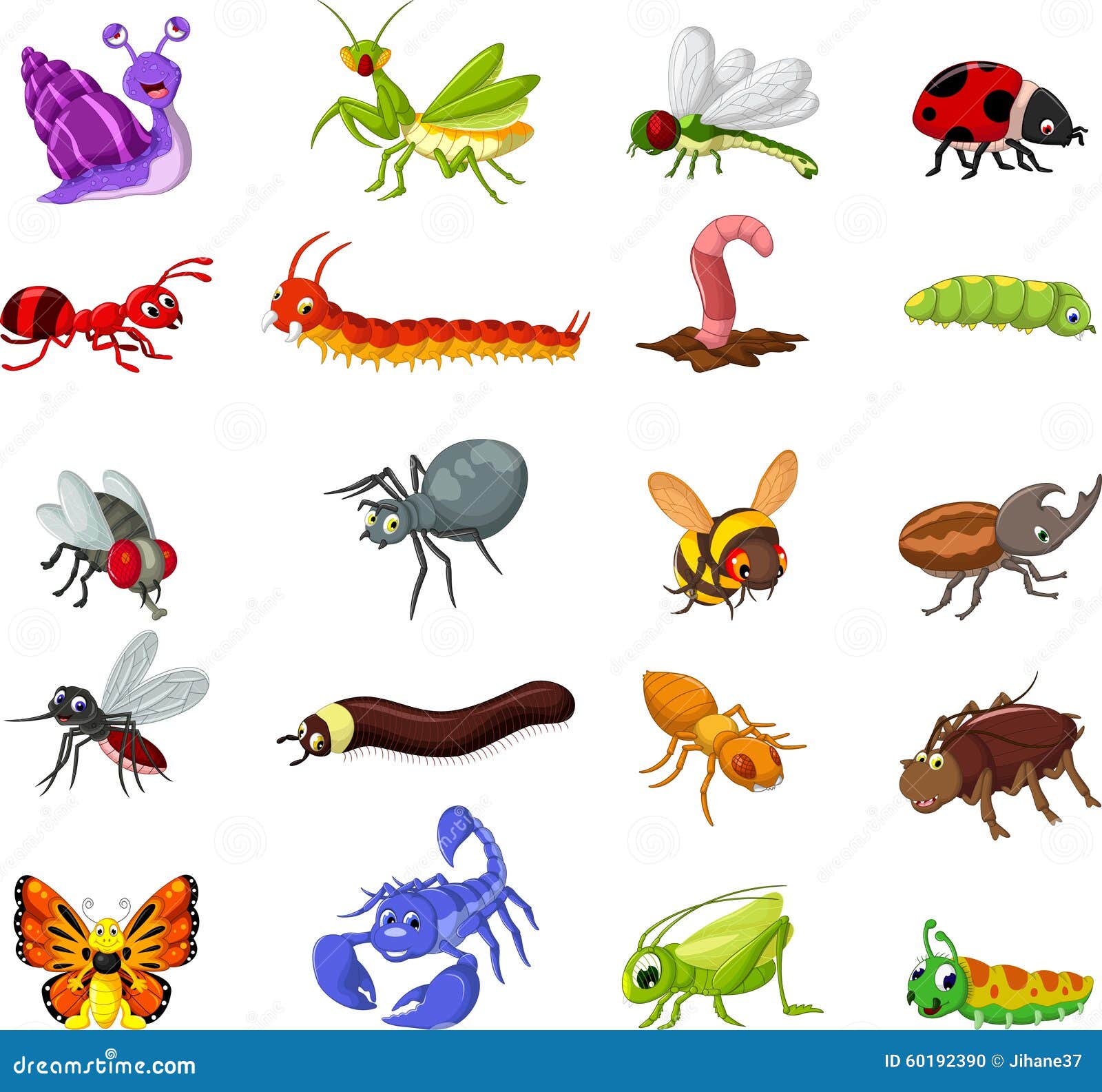 Collection of Insects Cartoon for You Design Stock Illustration ...