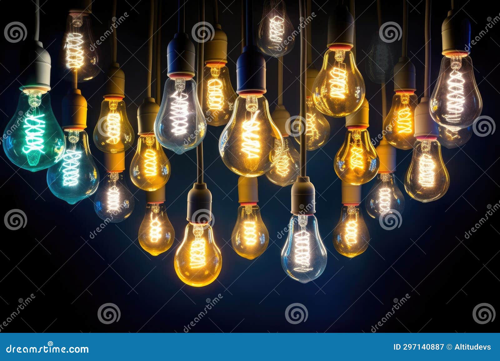 Collection of Interconnected Smart Light Bulbs Stock Image - Image of ...