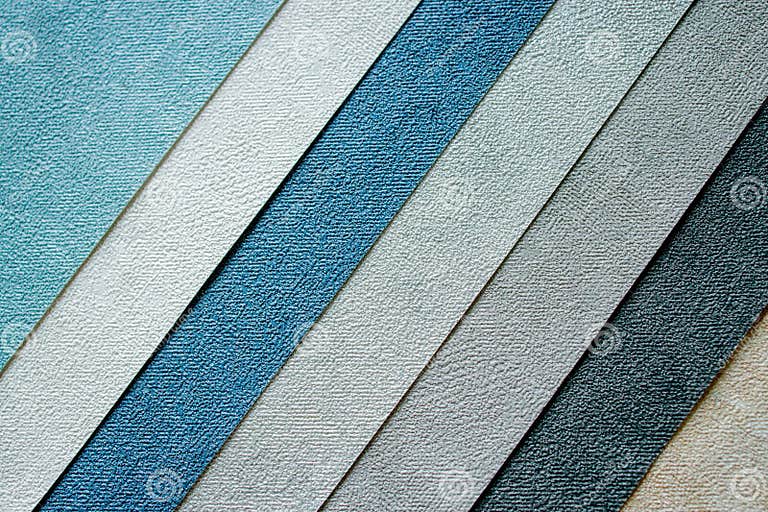 A Collection of Interior Wallpaper Samples in Textured Blue Shades ...