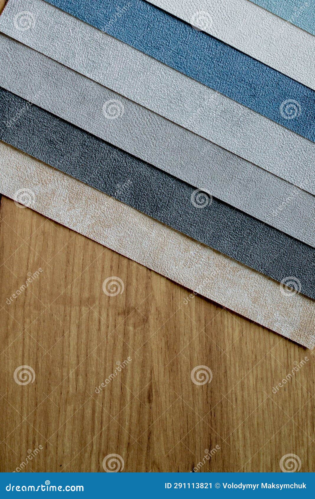 A Collection of Interior Wallpaper Samples in Textured Blue Shades. Elite Material for Wall ...