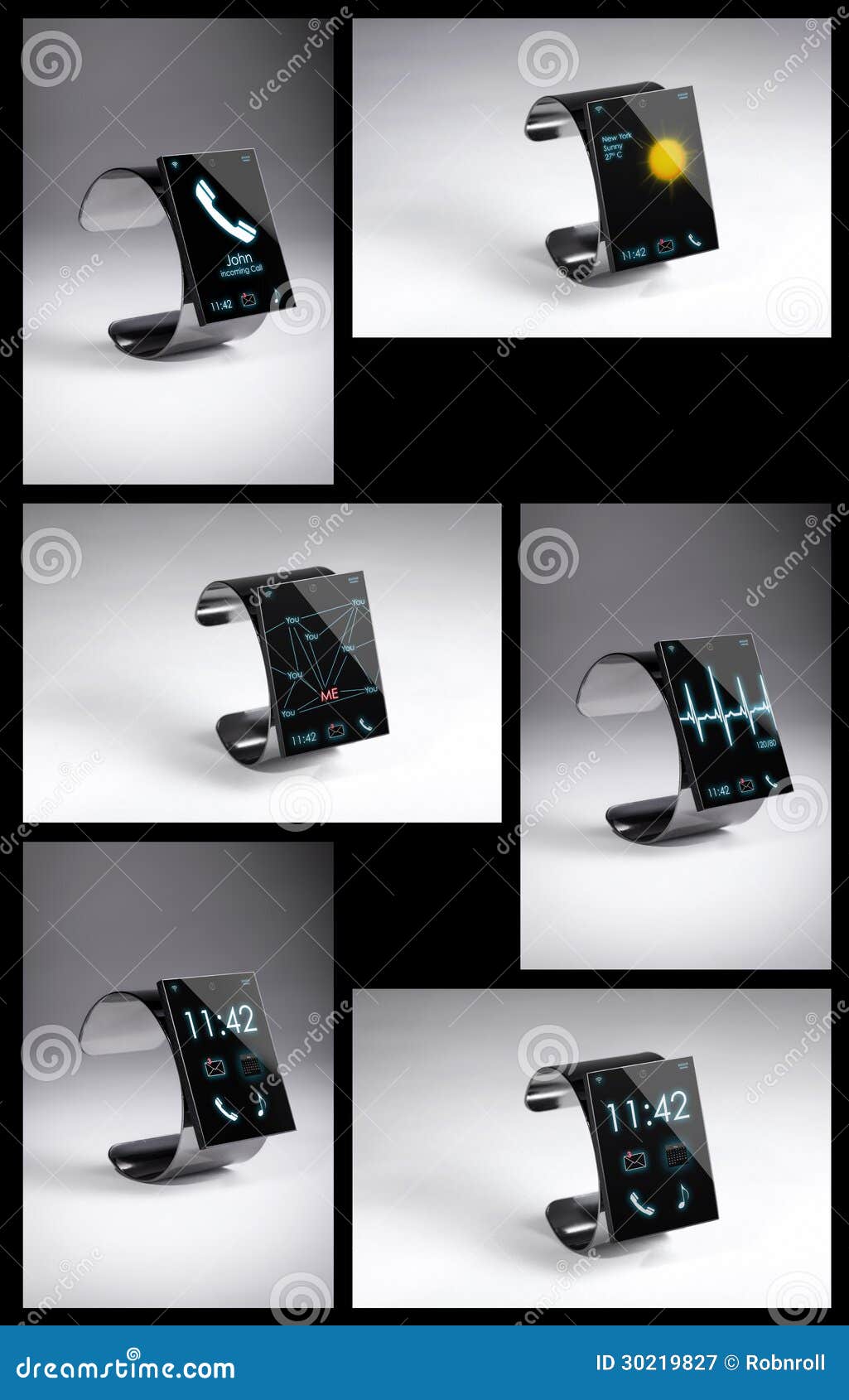Collection of Internet Smart Watches Stock Illustration - Illustration ...