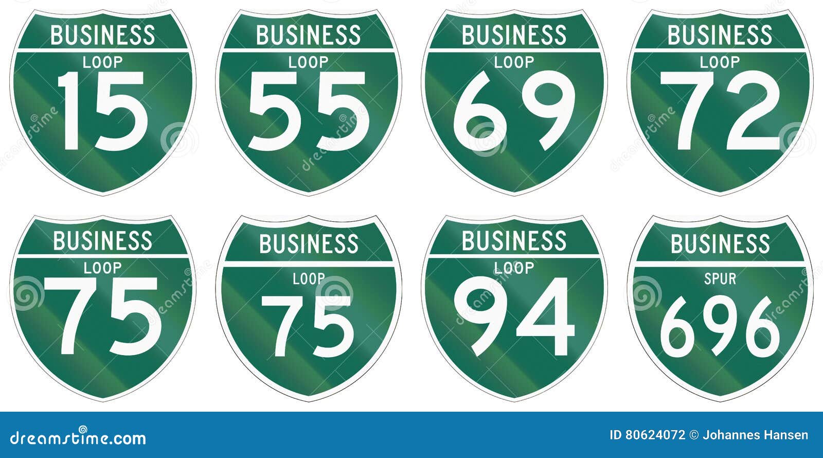 Collection of Interstate Business Loop and Business Spur Shields Used ...