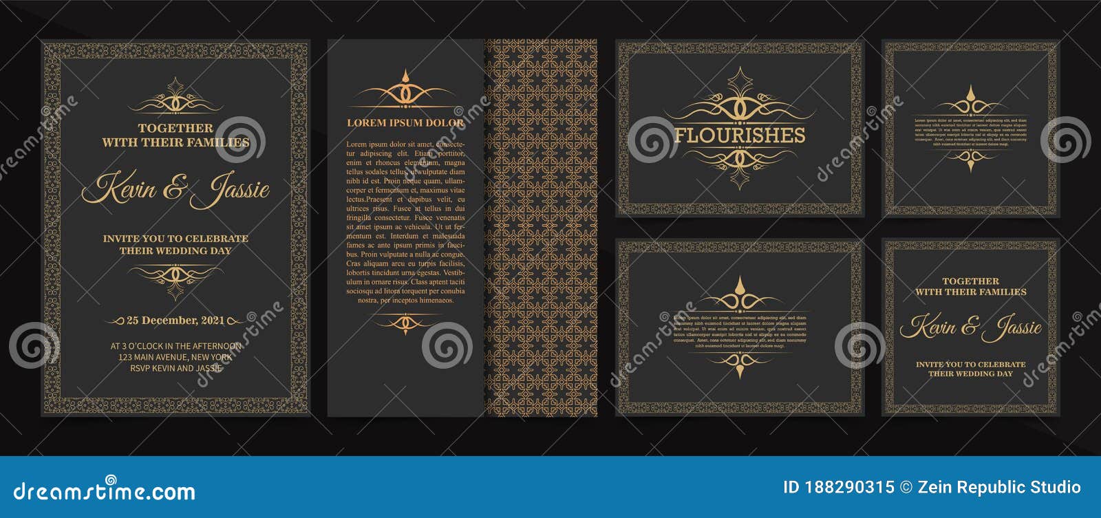 Collection Invitation Card Vector Design Vintage Style Stock Vector ...