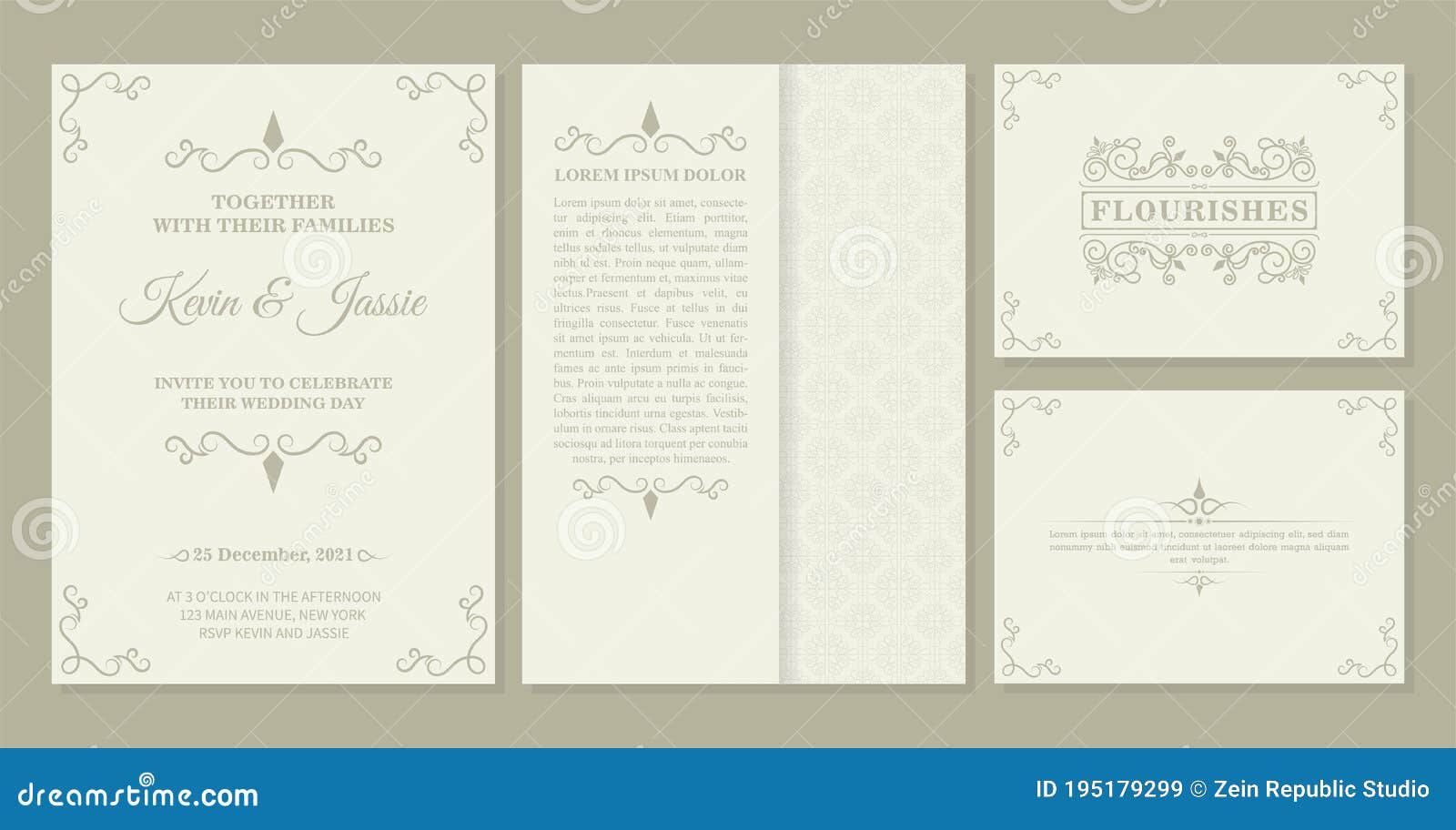 Collection Invitation Card Vector Design Vintage Style Stock ...