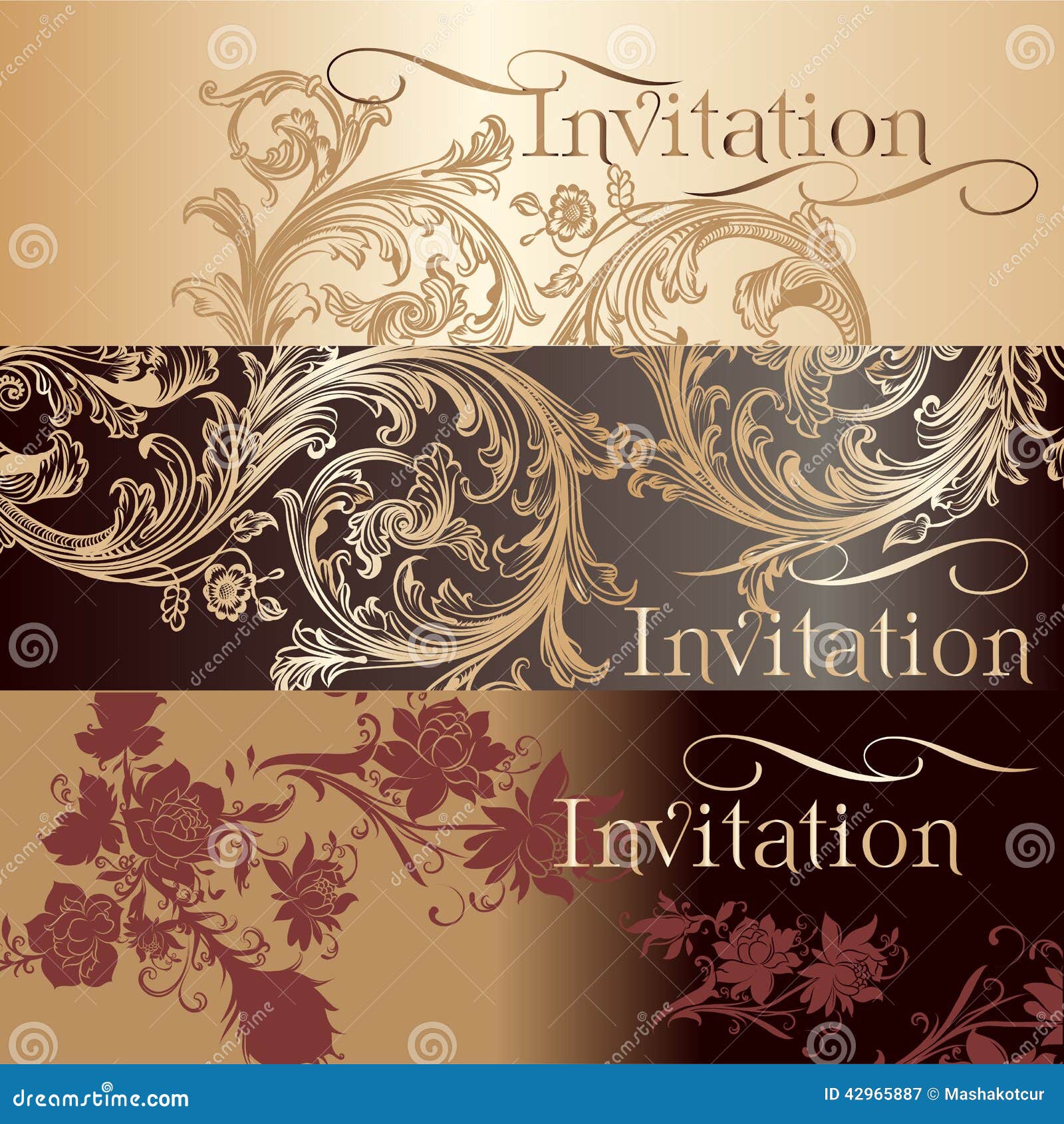 Collection of Invitation Cards in Vintage Style Stock Vector ...